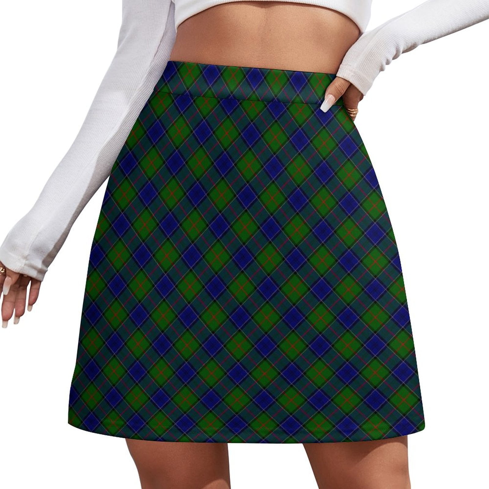 Blue Plaid Skirt Women Classic Lines Print Vintage Mini Skirts High ...