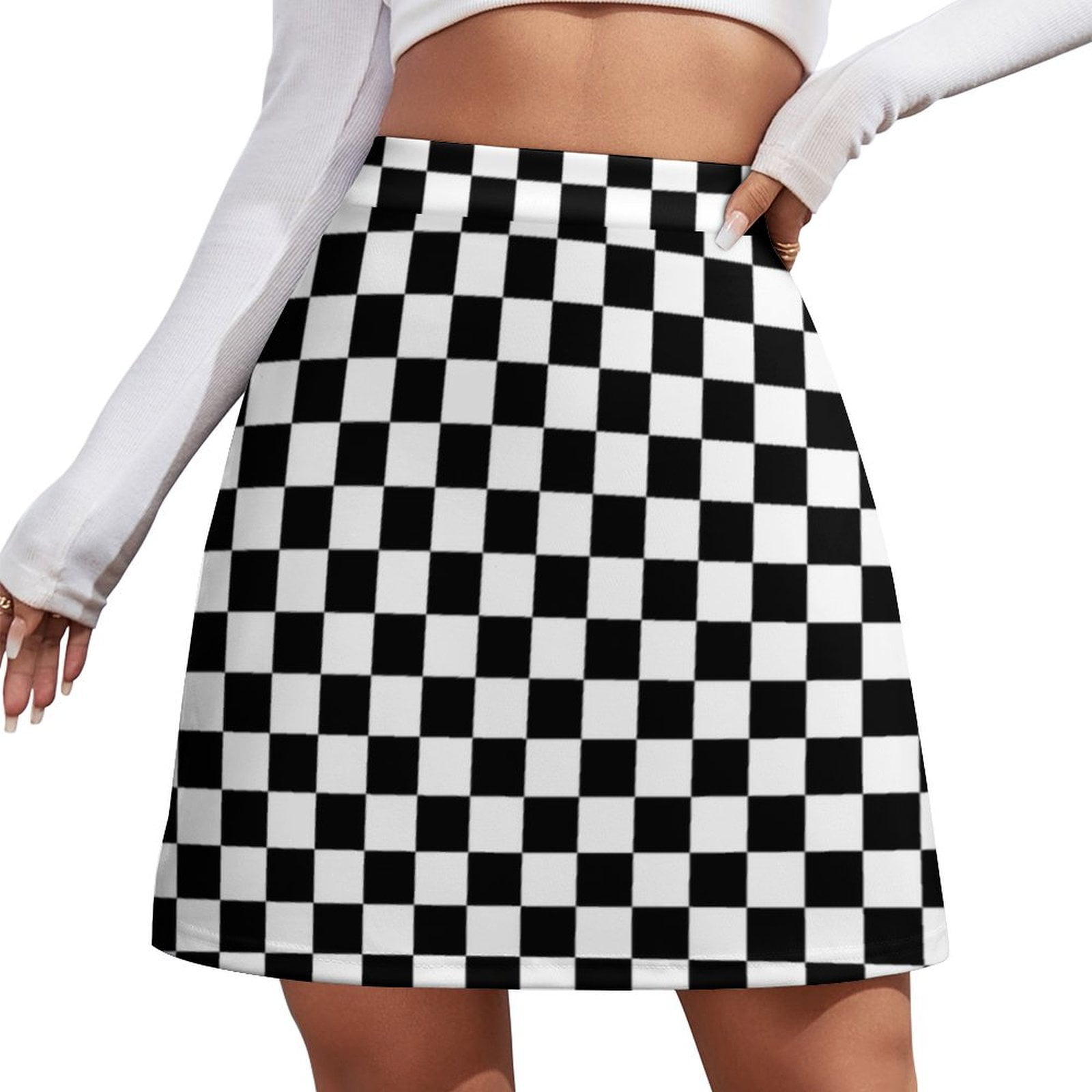 Blue Plaid Skirt Womens Retro Checkerboard Modern Mini Skirts Summer ...