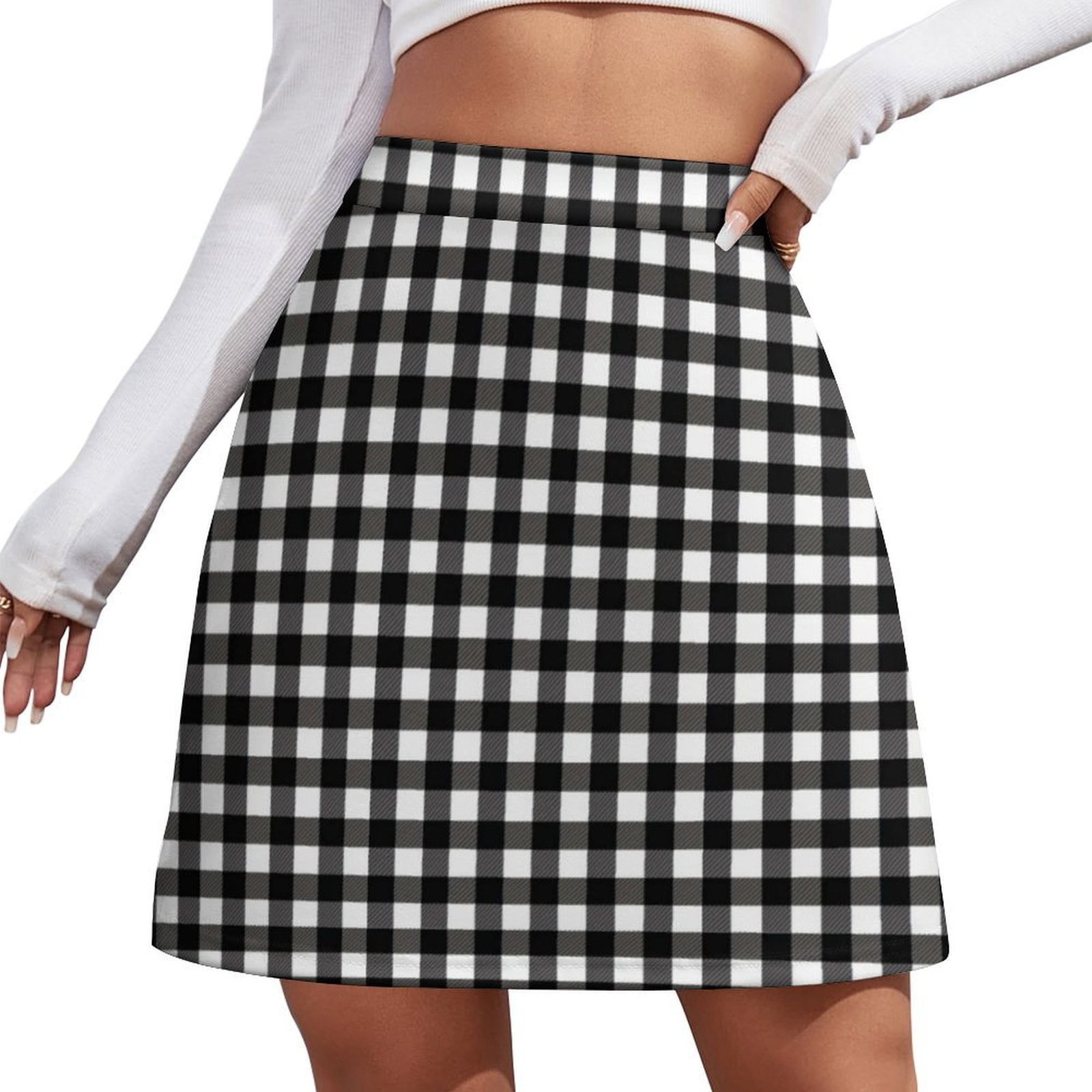 Blue Plaid Skirt Womens Retro Checkerboard Modern Mini Skirts Summer ...