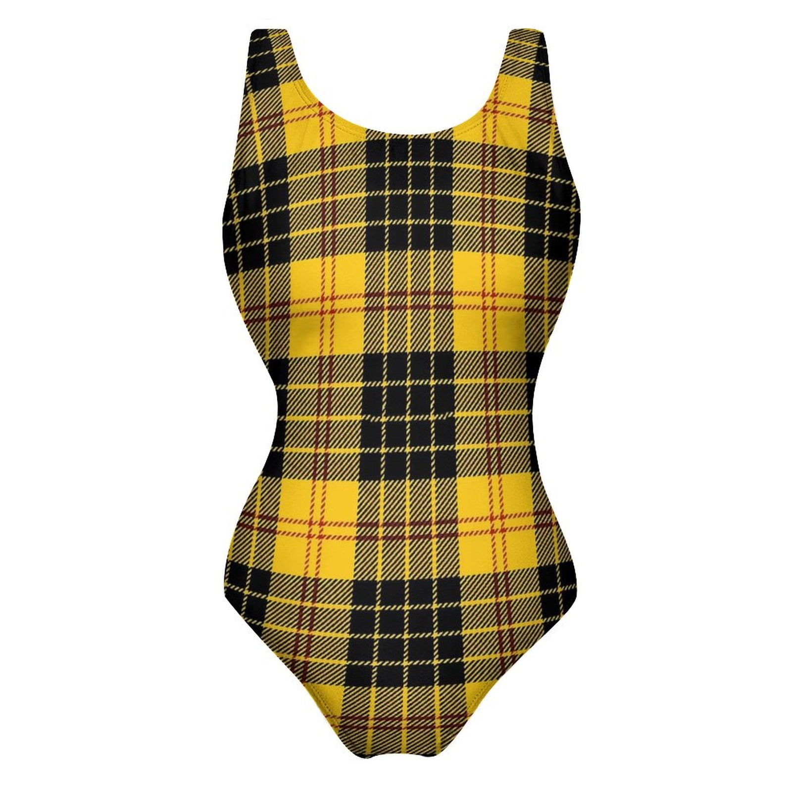 Blue Plaid Swimsuit Classic Lines Print Push Up Swimwear One Piece ...