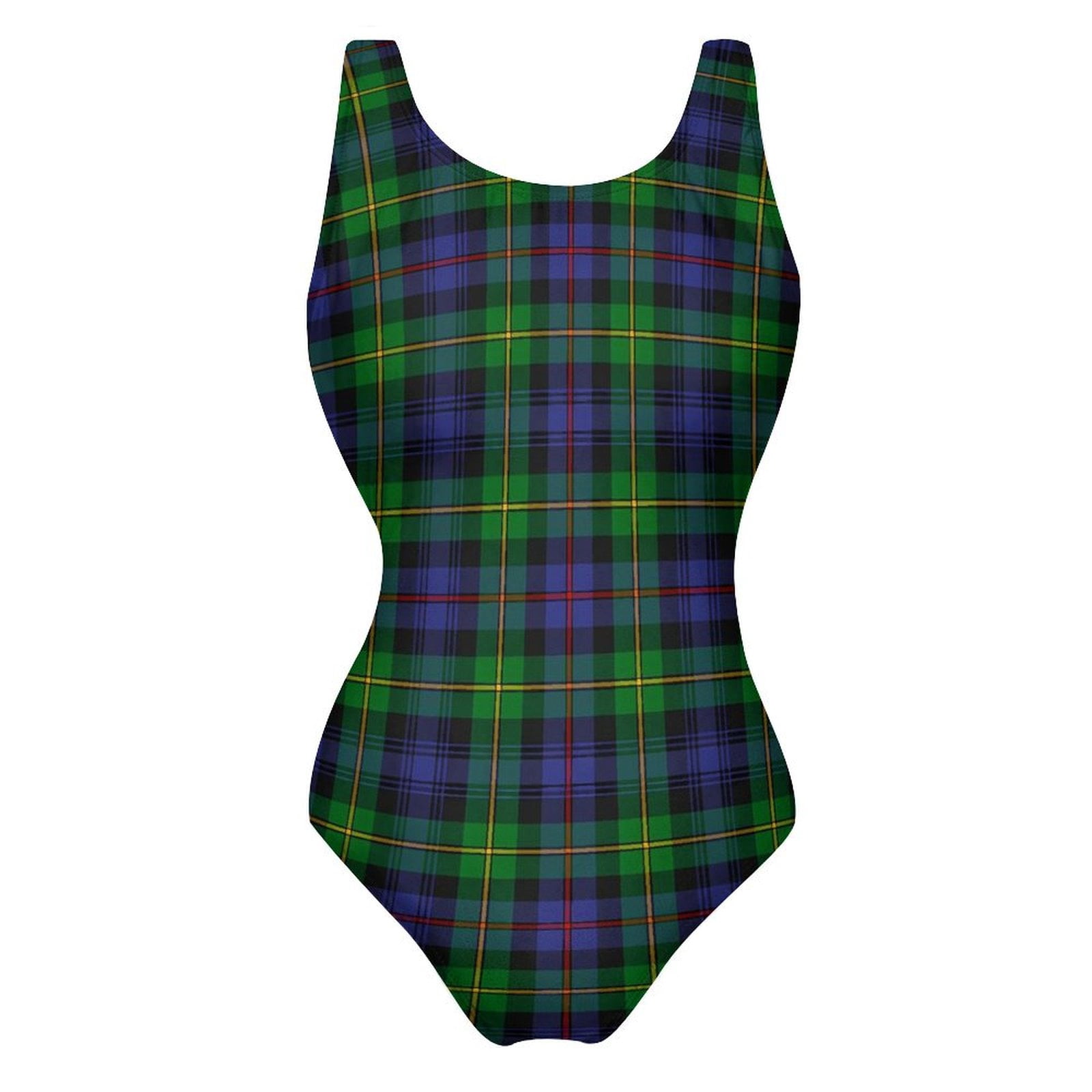 Blue Plaid Swimsuit Classic Lines Print Push Up Swimwear One Piece ...