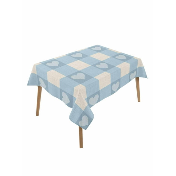 Blue Plaid Table Cloth, Country Cute Love Pastoral Heart Lattice ...
