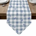 Blue Plaid Table Runner Linen Burlap Table Runner 36 Inches Small ...