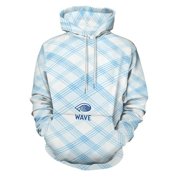 Blue Plaid Wave Pattern Men's Women Vintage 3D Hooded Sweatshirt - All ...