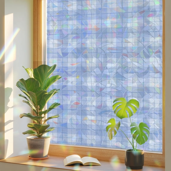 Blue Plaid Window Privacy Film, Country Rustic Farmhouse Classic ...