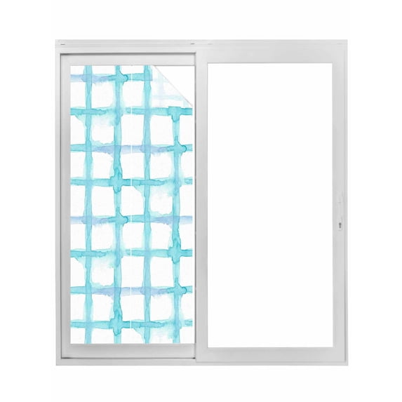 Blue Plaid Window Privacy Film, Farmhouse Buffalo Check Stripes Modern ...