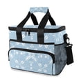 Blue Plaid with White Snowflakes Pattern Portable Cooler Lunch Box ...