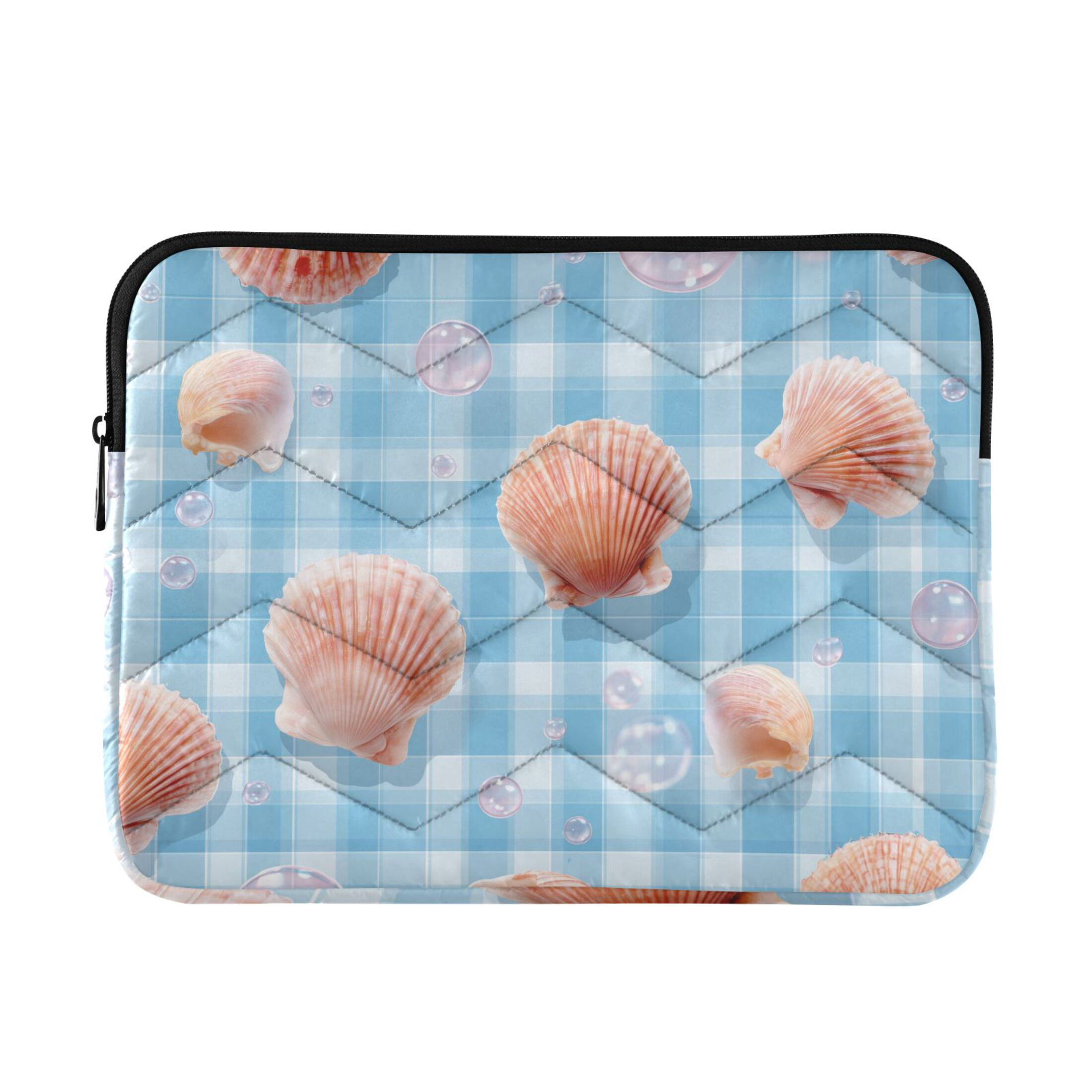 Blue Plaids Bubbles Shells Quilted Laptop Protective Cases Computer ...