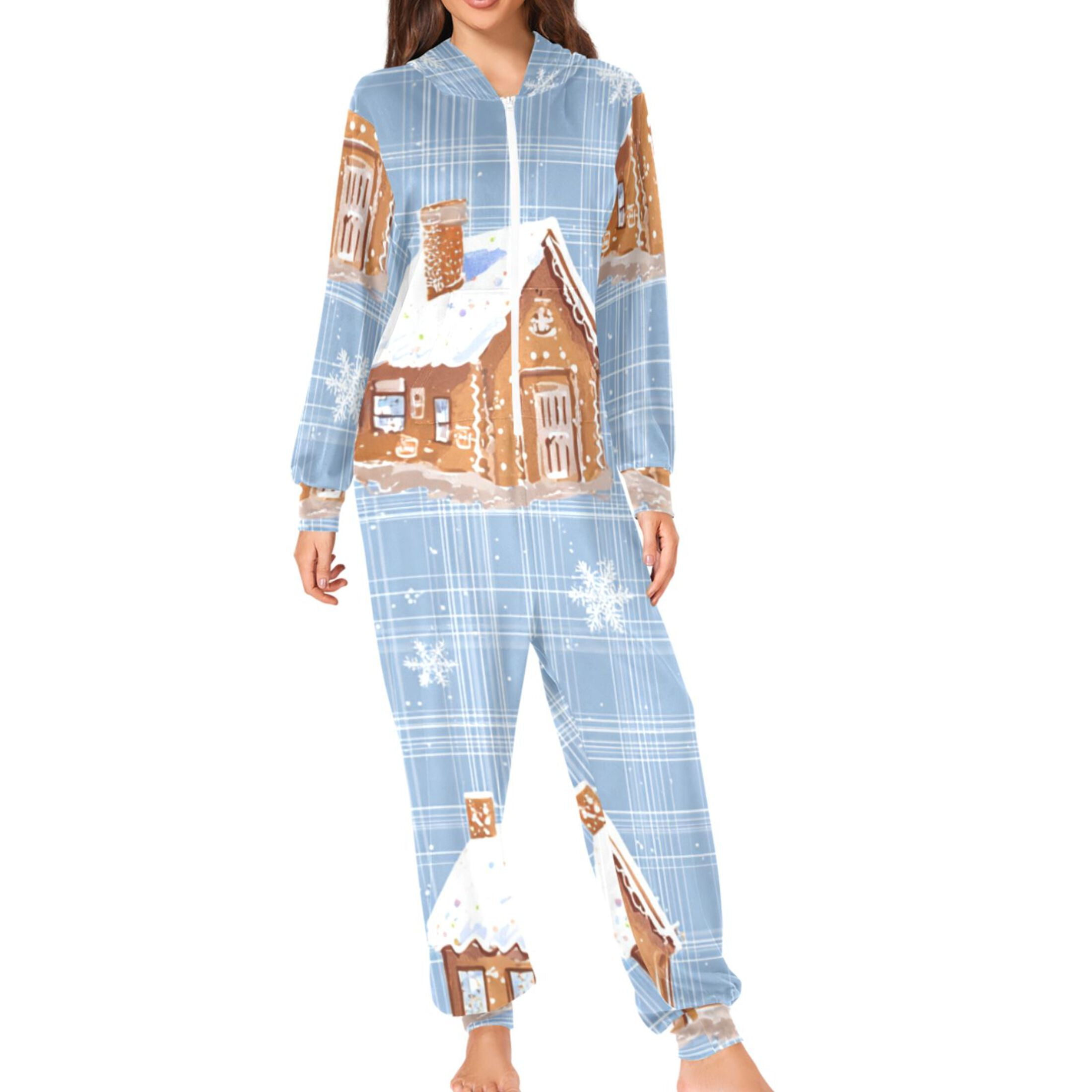 Blue Plaids Gingerbread Houses Snowflakes Christmas Adult's Hoodie ...