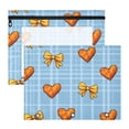 Blue Plaids Orange Hearts Yellow Bows Valentine 3-Ring Binder Pocket ...