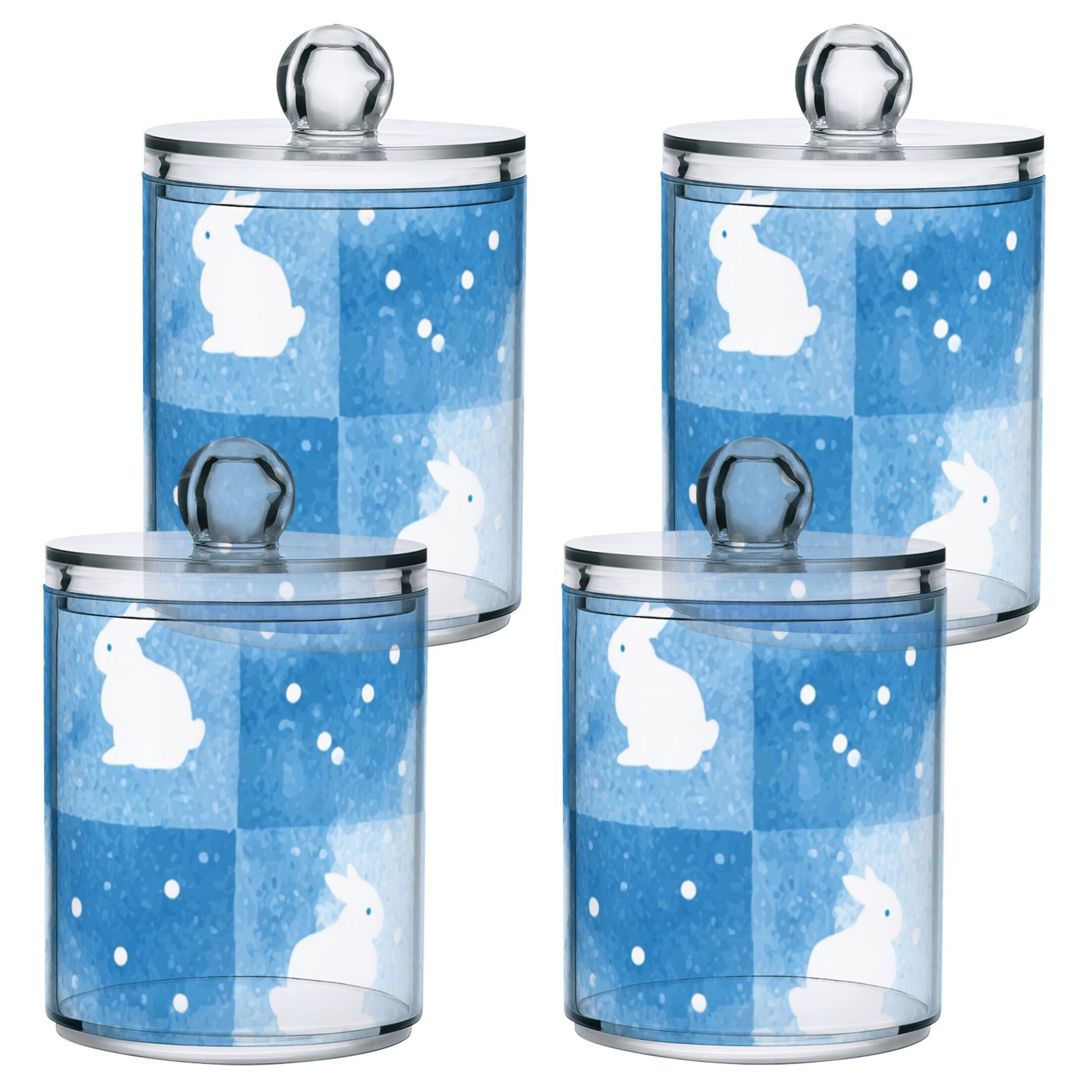 Blue Plaids Rabbits Easter Translucent Plastic Cans Storage Canisters ...