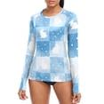 Blue Plaids Rabbits Easter Women's Rash Guard Shirts UPF 50+ Sun ...