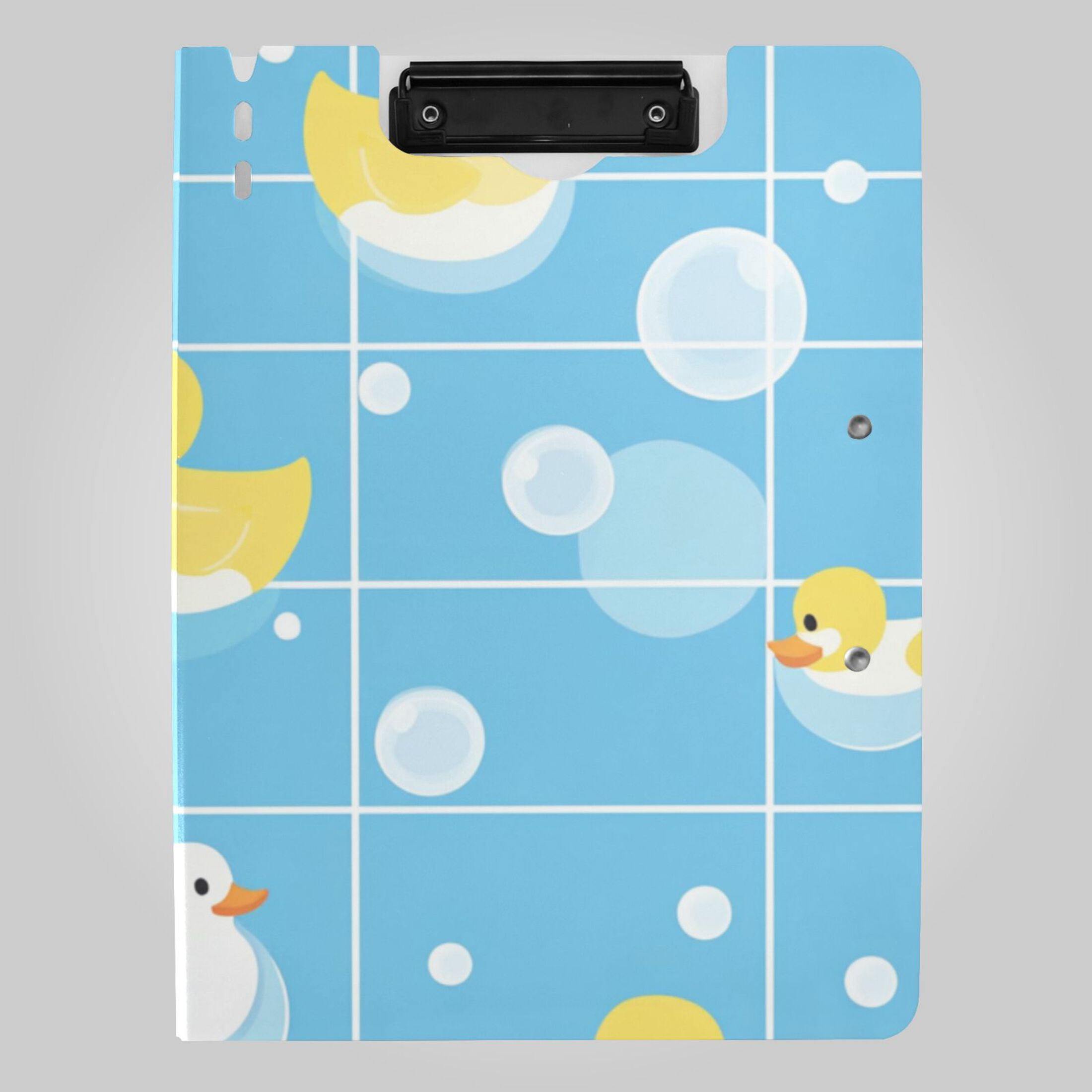 Blue Plaids Rubber Ducks Bubbles Foldable Binder Folder Clipboard with ...