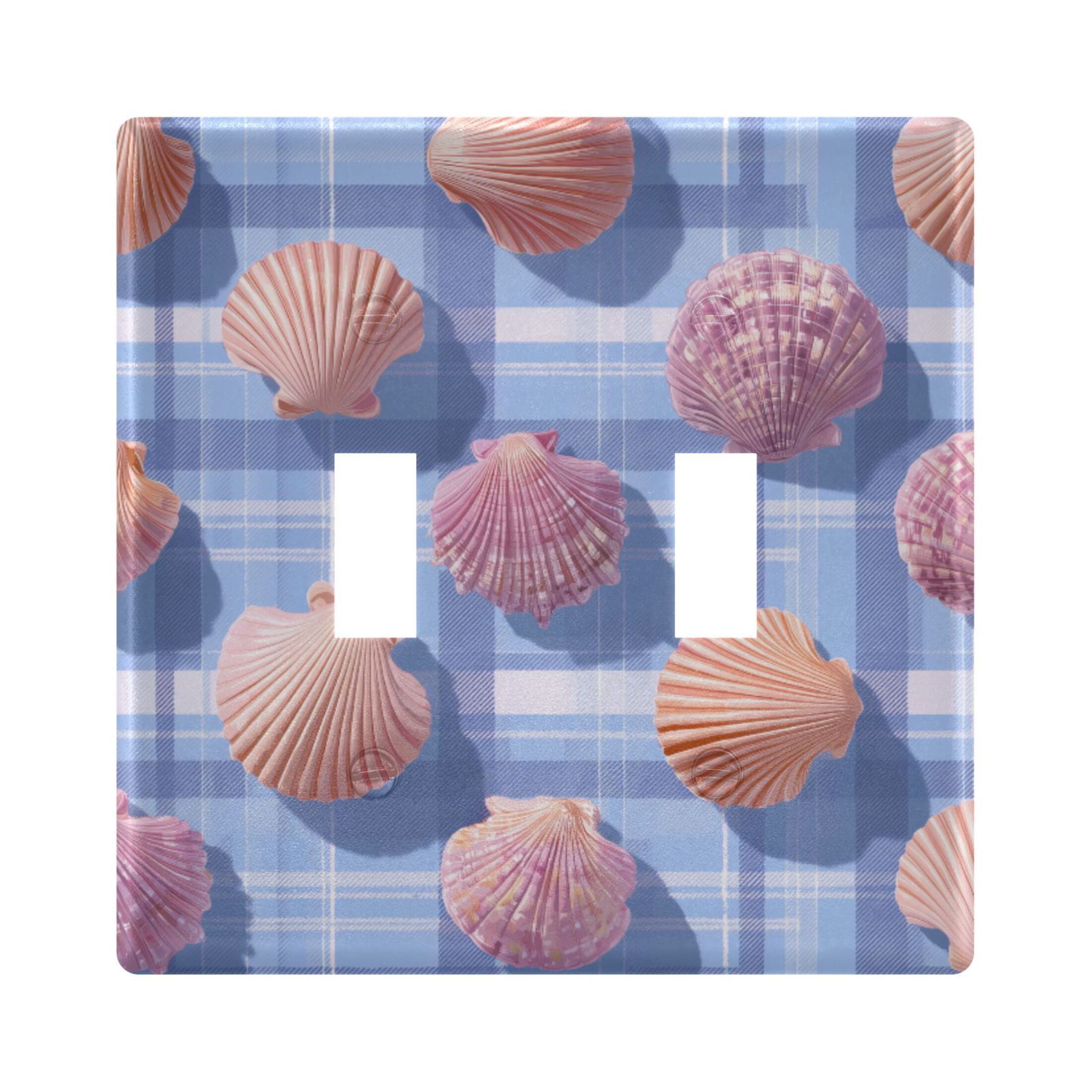 Blue Plaids with Shells Light Switch Cover Electrical Outlet Cover ...