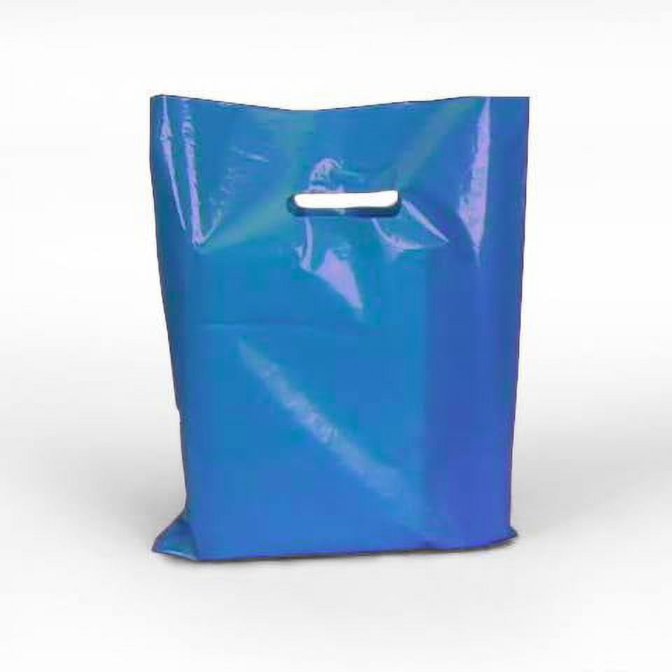 Blue Plastic Bags with Diecut Handles 20" X 20" | Quantity: 500 Gusset ...
