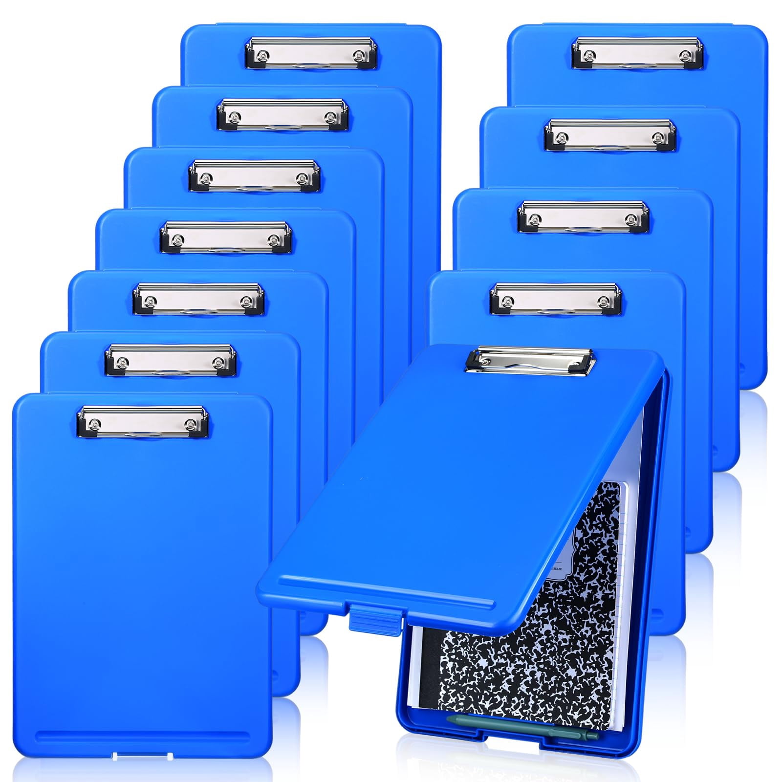 Blue Plastic Clipboard with Storage, 12 Pack, Holds 150 Sheets A4 Paper ...