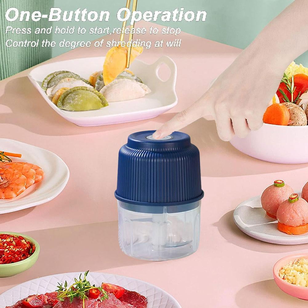 Blue Plastic Cup + 2 Blades Household Small Garlic Crusher Kitchen ...