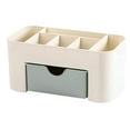 Blue Plastic Desktop Cosmetic Organizer With Small Drawer ...