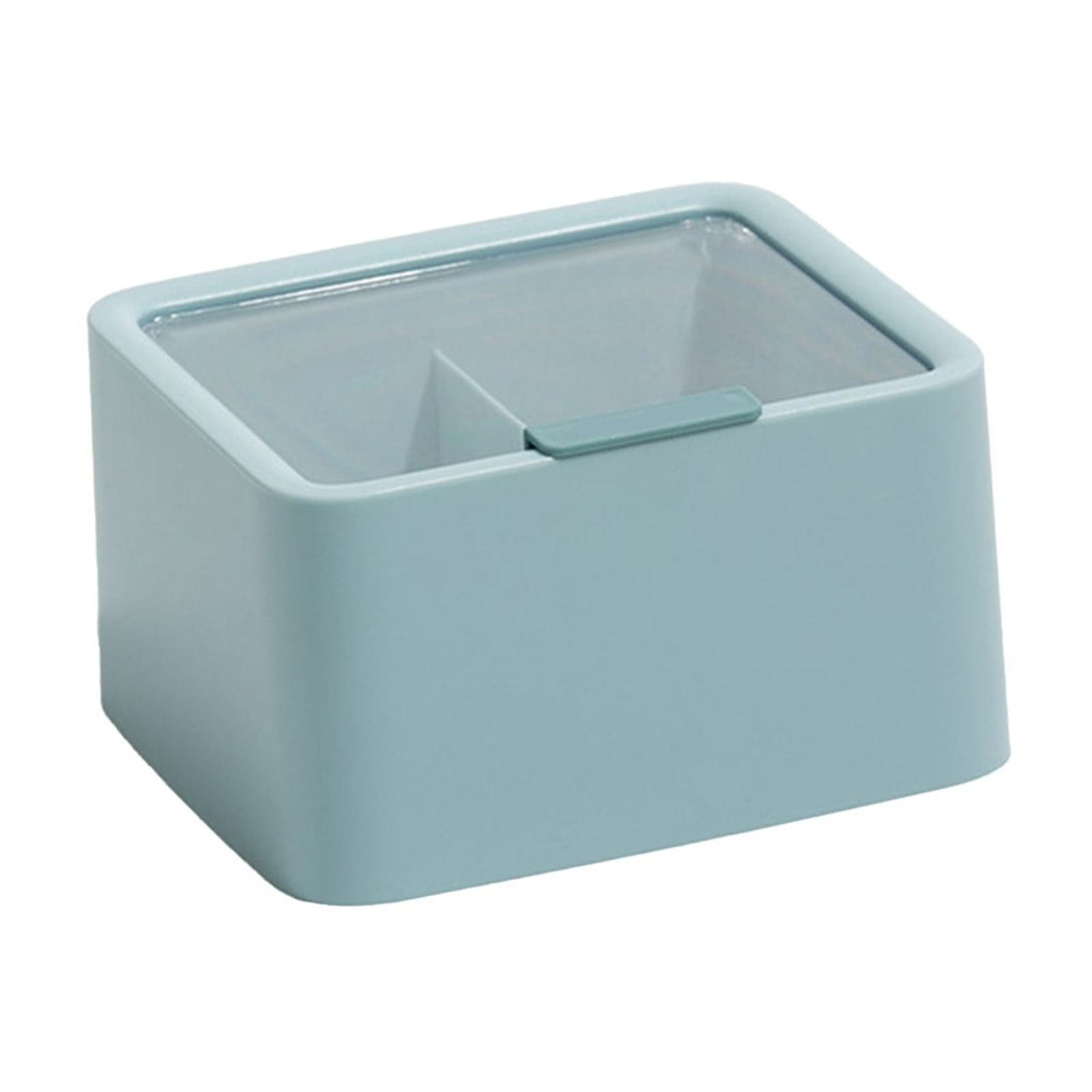 Blue Plastic Makeup Storage Box, Dust-Proof Lid Double Compartment ...