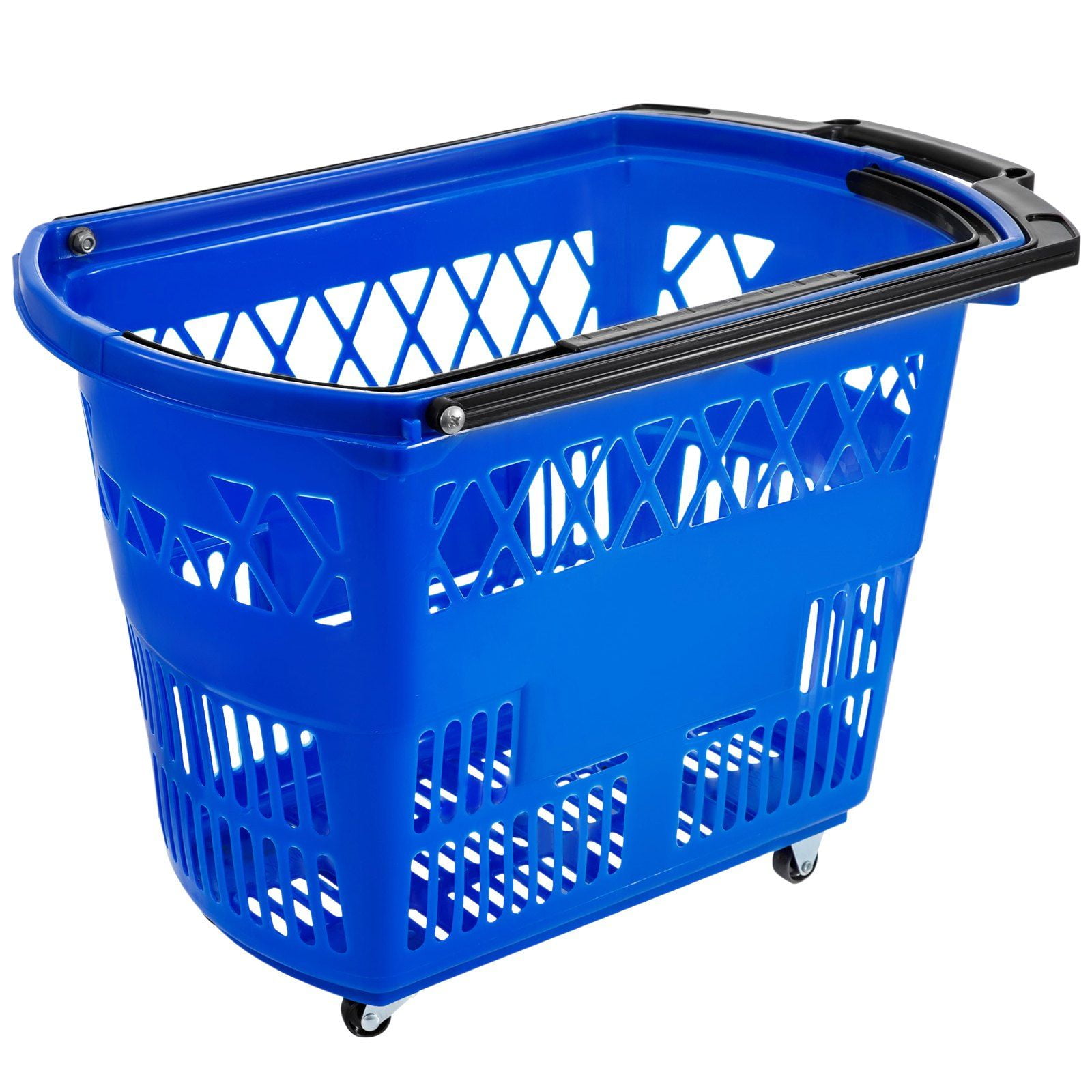 6-Count Rolling Shopping Baskets, Lightweight Blue Plastic Carts with ...