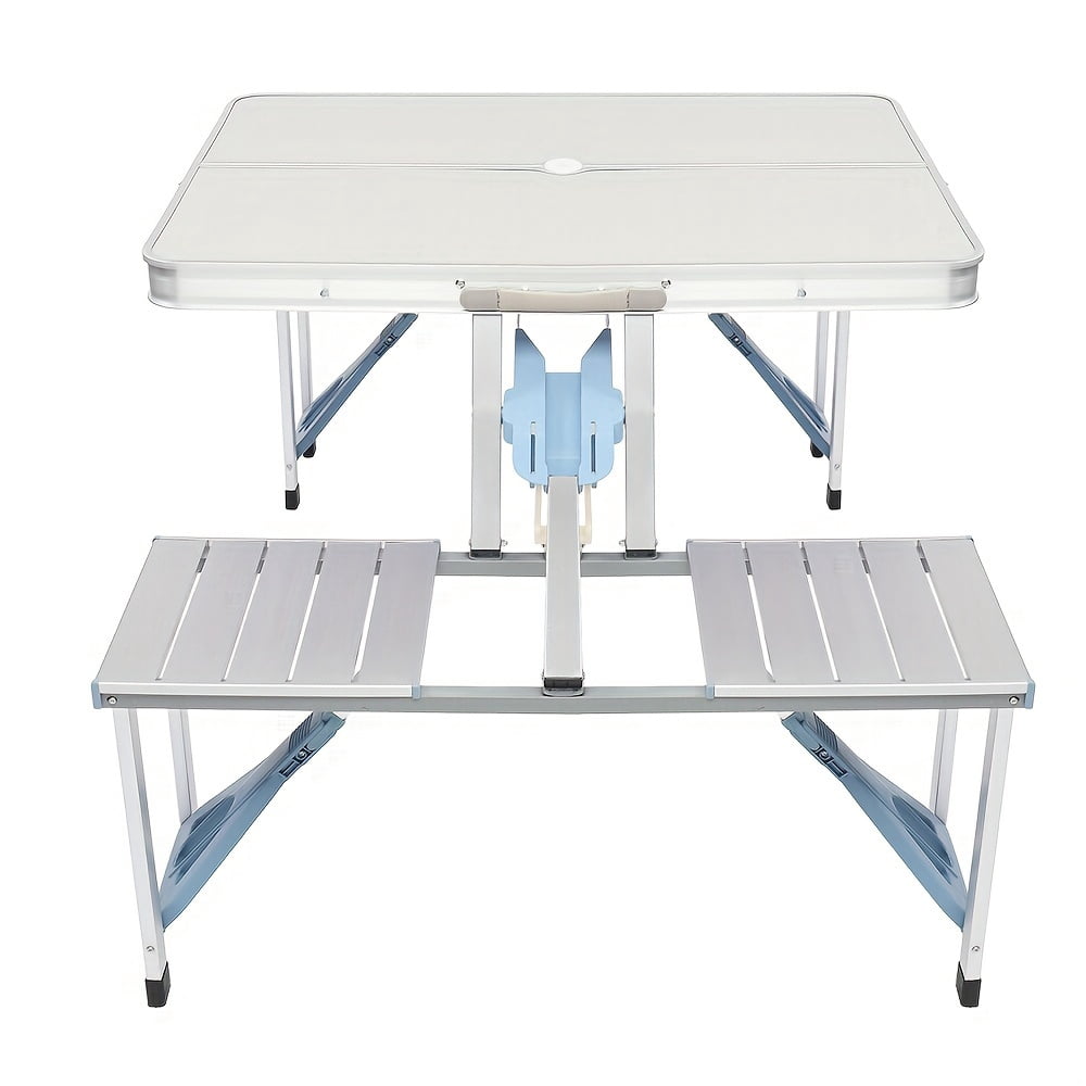 Blue Plastic, Silvery Aluminum Alloy Camping Integrated Table And Chair ...