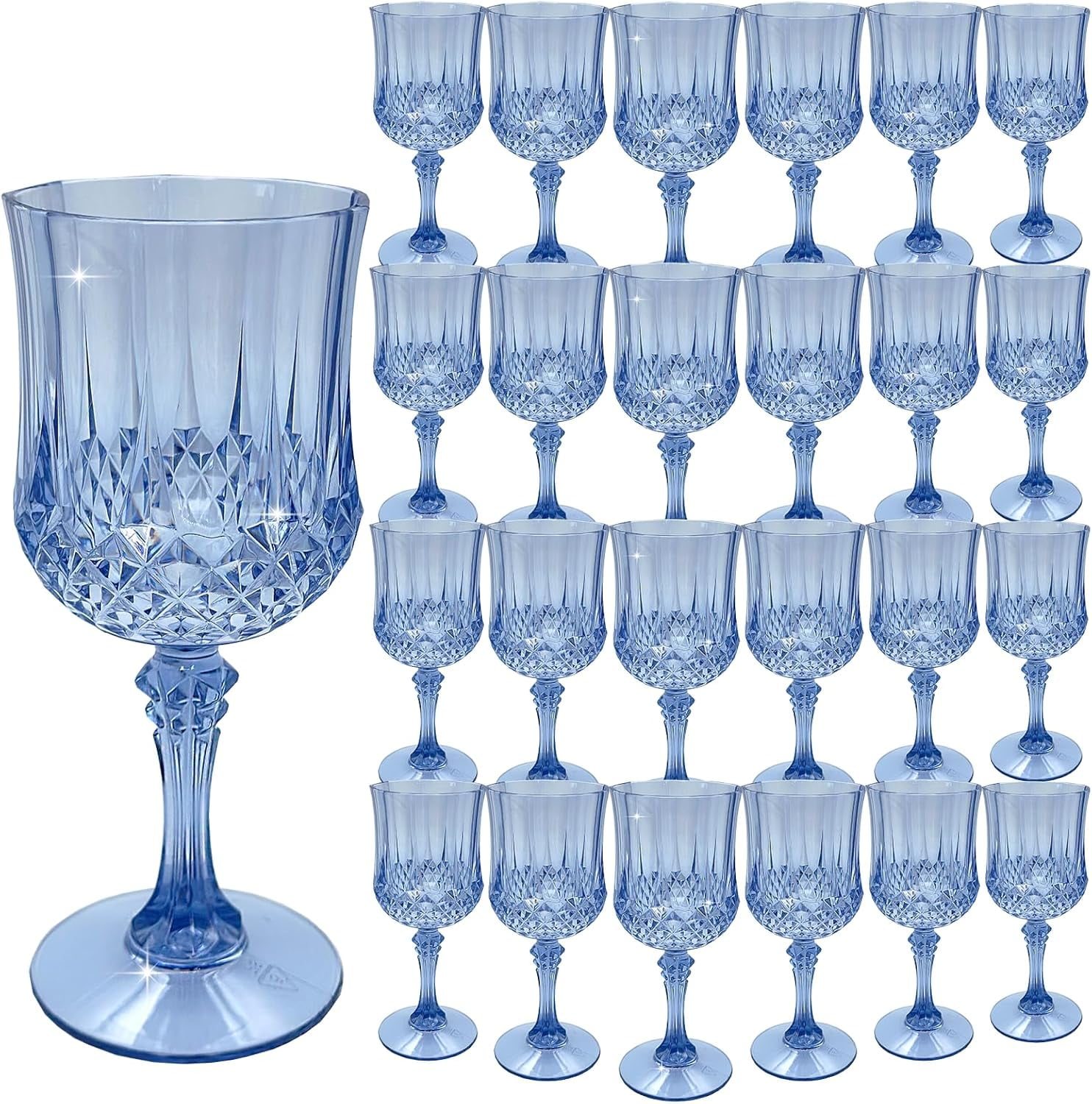 Blue Plastic Wine Glasses, Blue Plastic Goblets for Parties, Blue ...