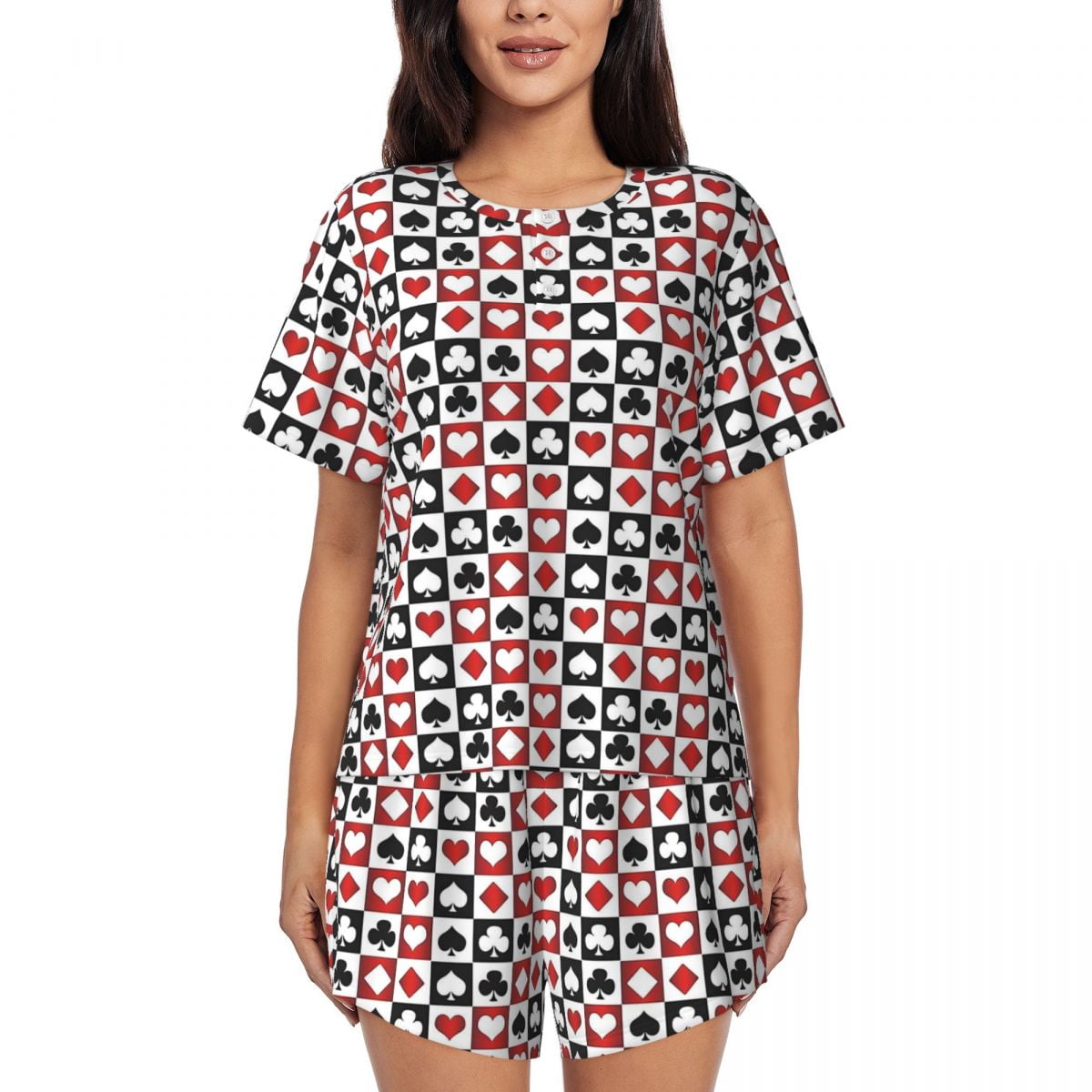 Blue Playing Cards Pajamas Summer Two Piece s Clubs Hearts Spades ...