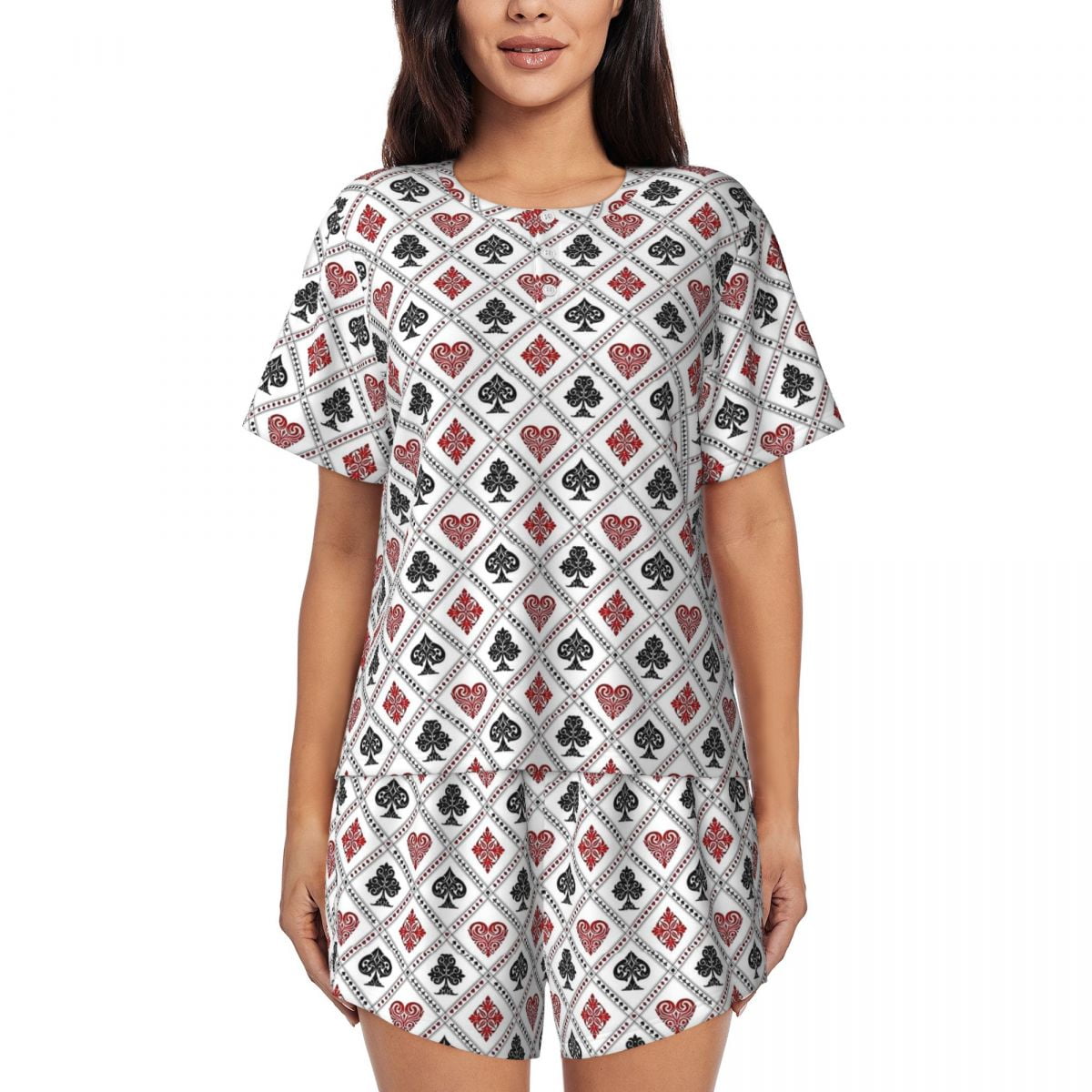 Blue Playing Cards Pajamas Summer Two Piece s Clubs Hearts Spades ...