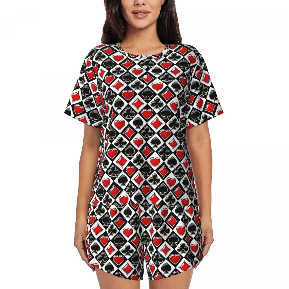 Blue Playing Cards Pajamas Summer Two Piece s Clubs Hearts Spades ...