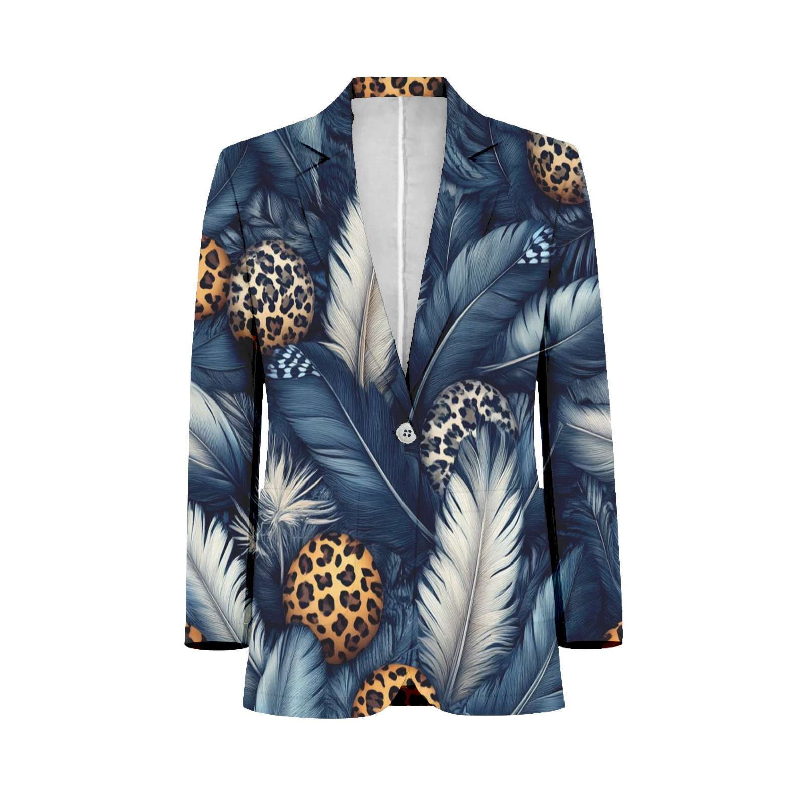 Blue Plumage Leopard Spots Customized Men's Suits full man Shawl Collar ...