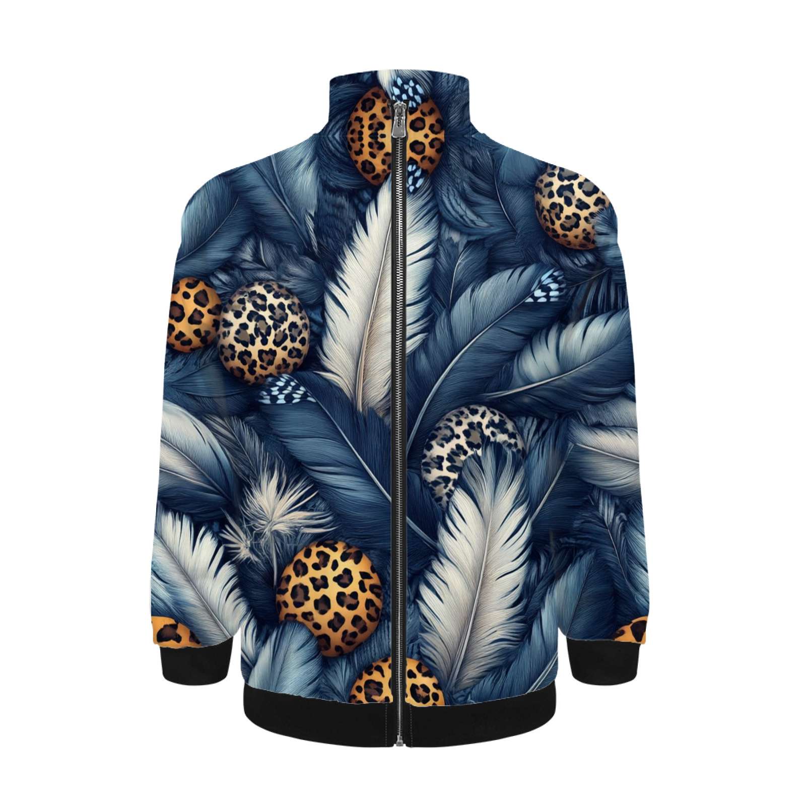 Blue Plumage Leopard Spots Jacket Men's Street Cool Long Sleeves Coat ...