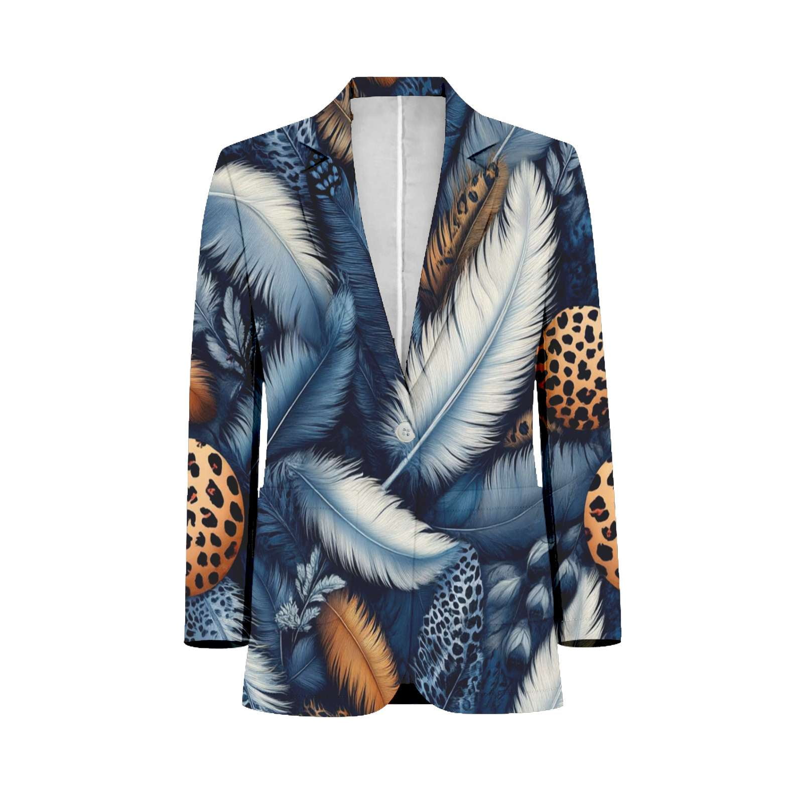 Blue Plumage Leopard Spots Pattern Customized Men's Suits full man ...