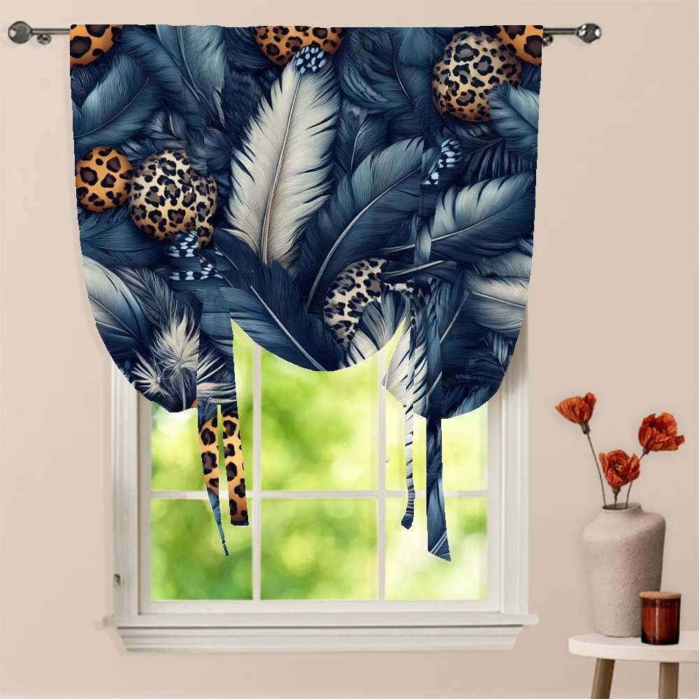 Blue Plumage Leopard Spots Window Curtain for Living Room Roman Curtain ...