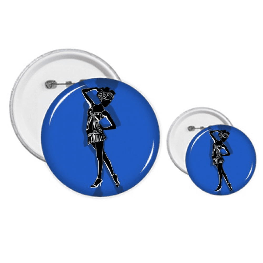 Blue Plump Beautiful Girl Pins Badge Button Design Kit Craft Sets