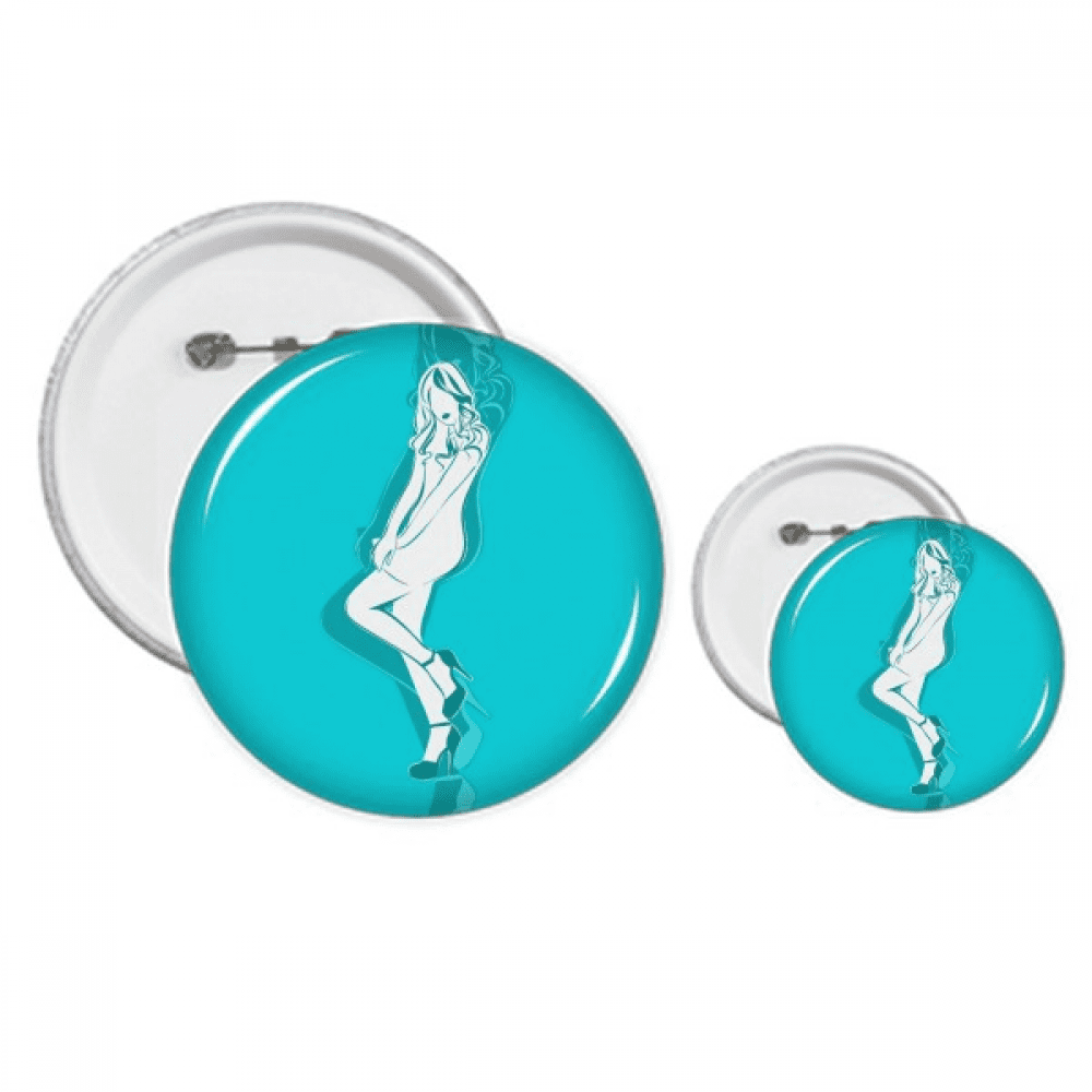 Blue Plump Beauty Woman Pins Badge Button Design Kit Craft Sets