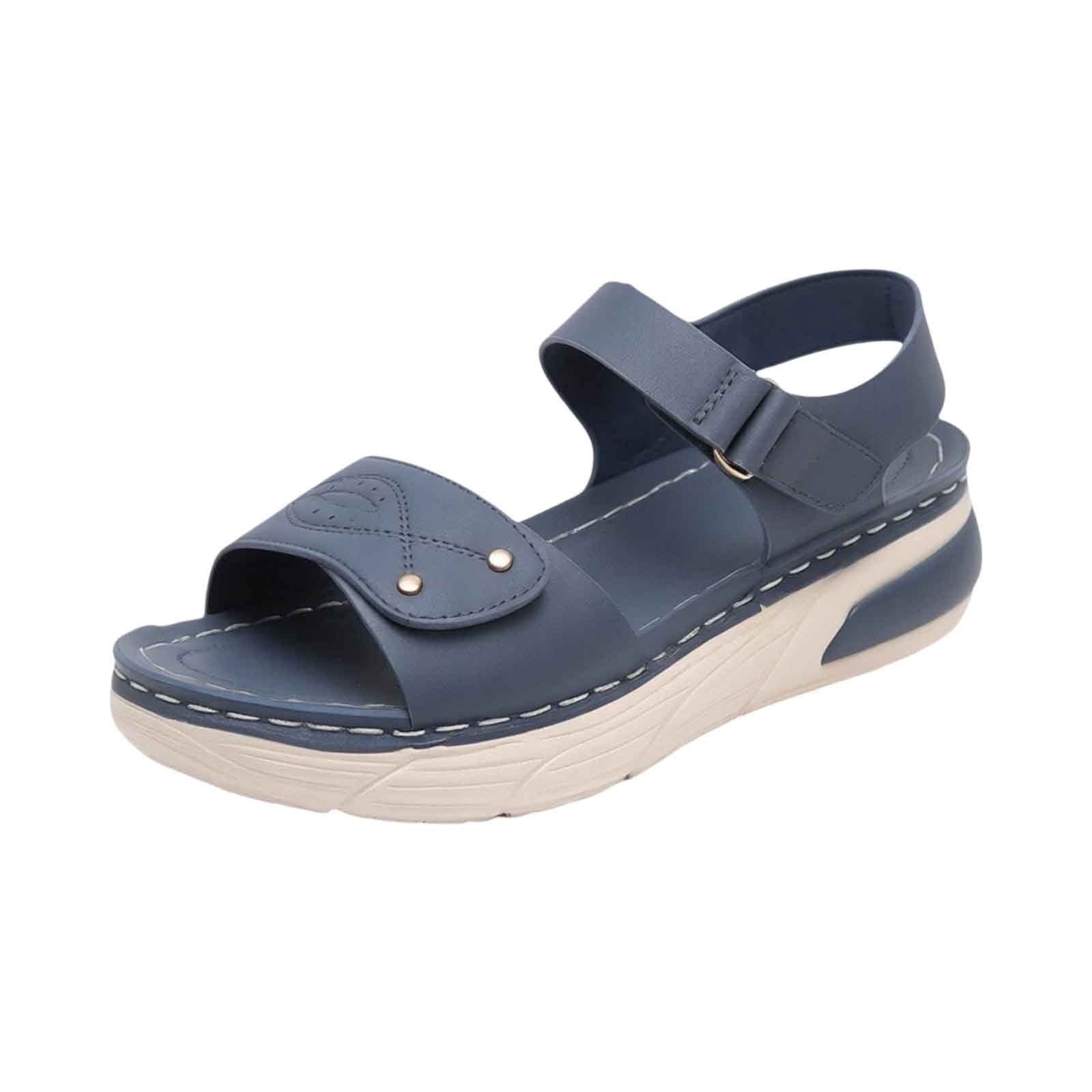 Blue Plus Size Womens Fashion Casual Spring Summer Round Head Hollow ...