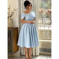 Blue Plus Size Womens Off-Shoulder Asymmetric Dress With Rhinestone ...