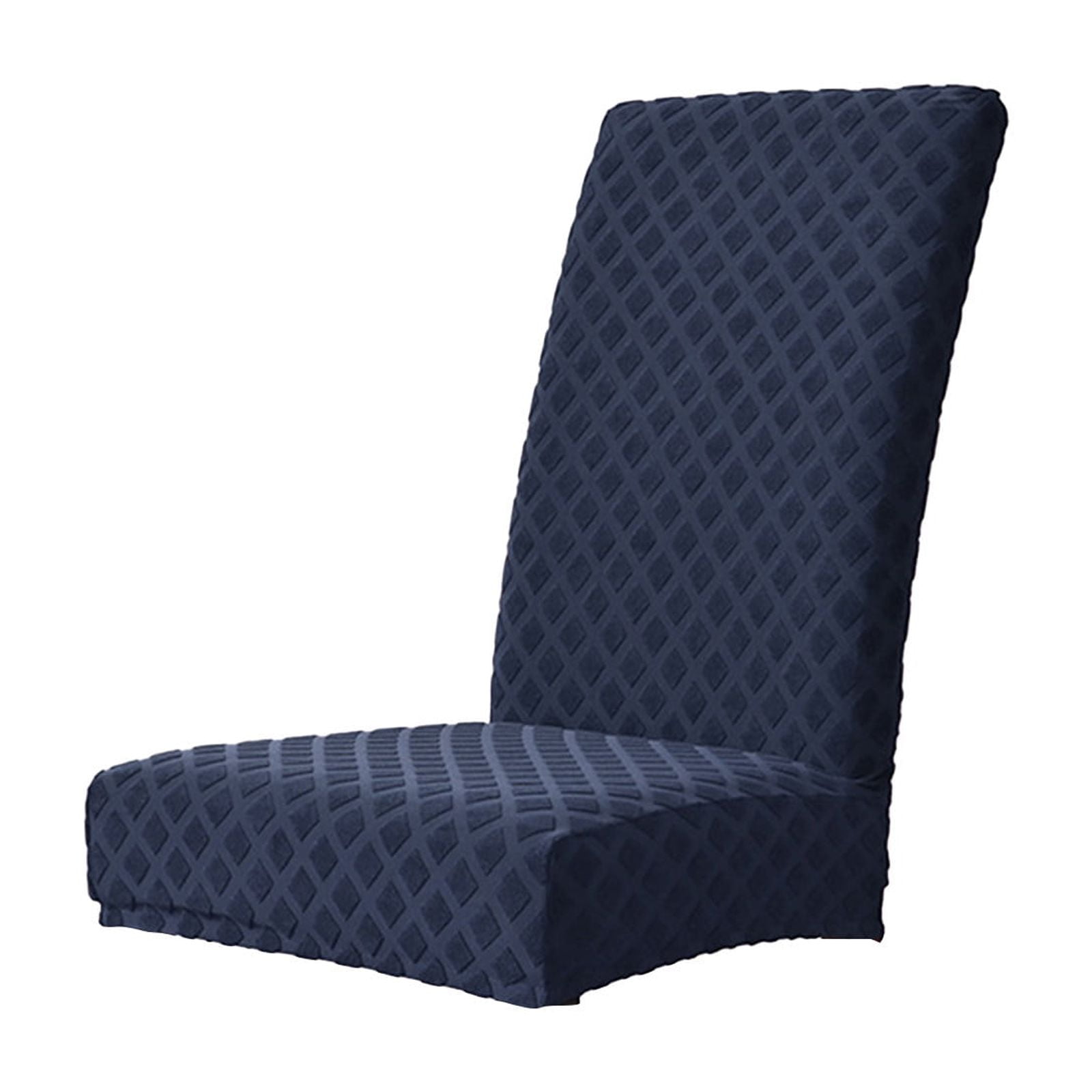 Blue Plush Jacquard Chair Cover, Elastic High Back Design, All-In-One ...