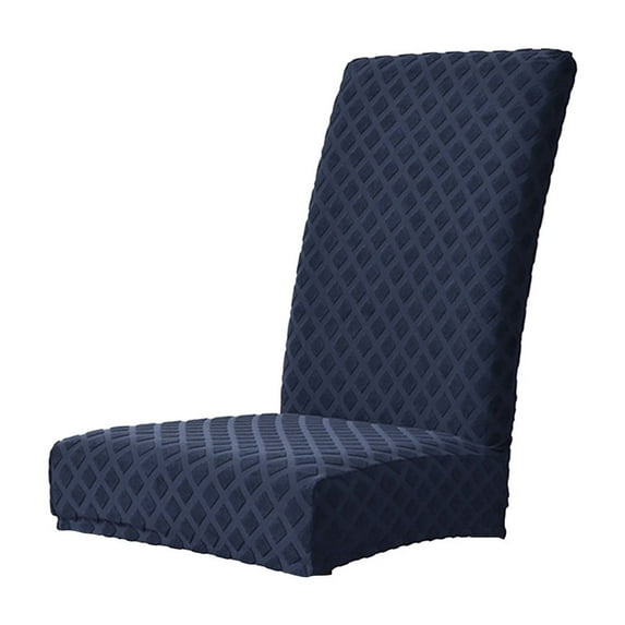 Blue Plush Jacquard Chair Cover, Elastic High Back Design, All-In-One ...