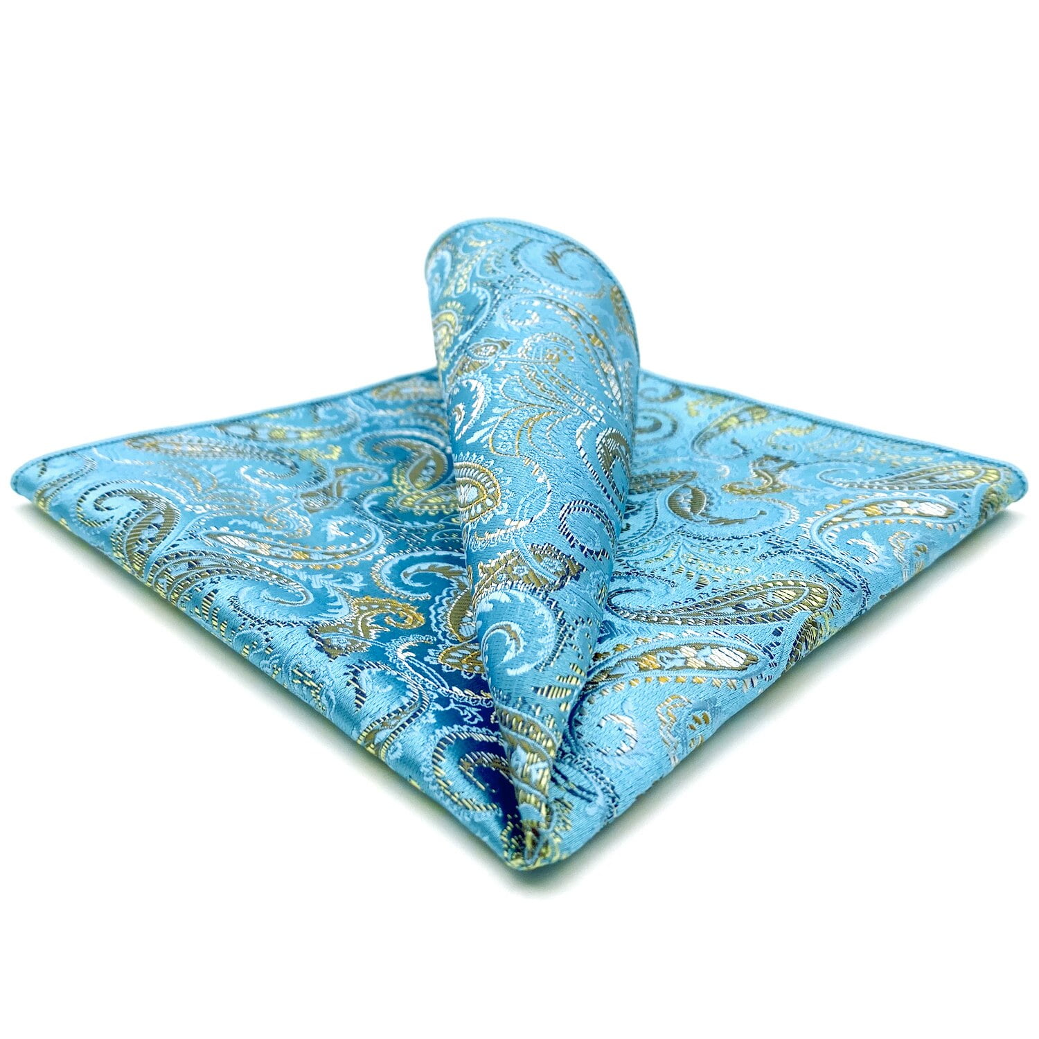 Blue Pocket Squares for Men Paisley Silk Large Hanky 12.6 inches ...