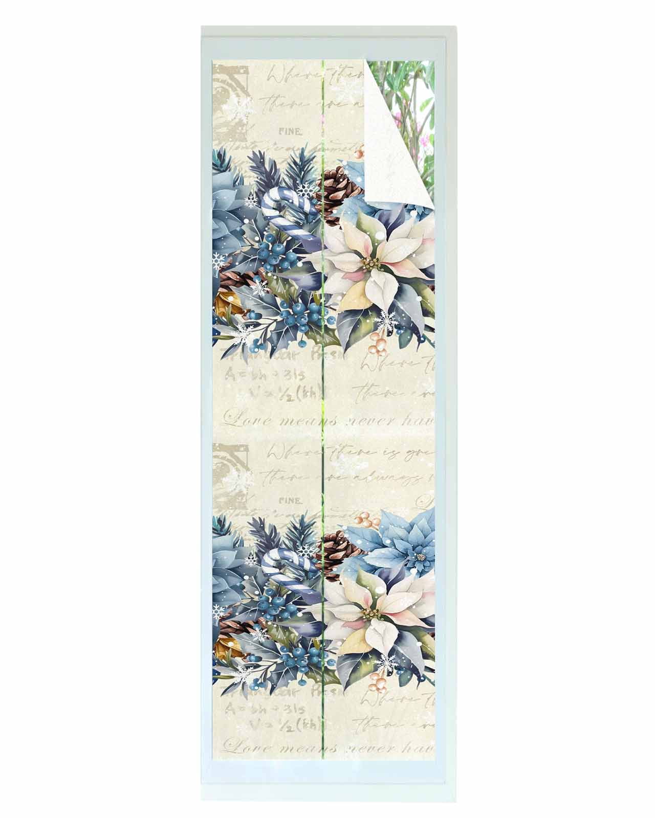 Blue Poinsettia Christmas Window Privacy Film Stained Glass Window Film ...