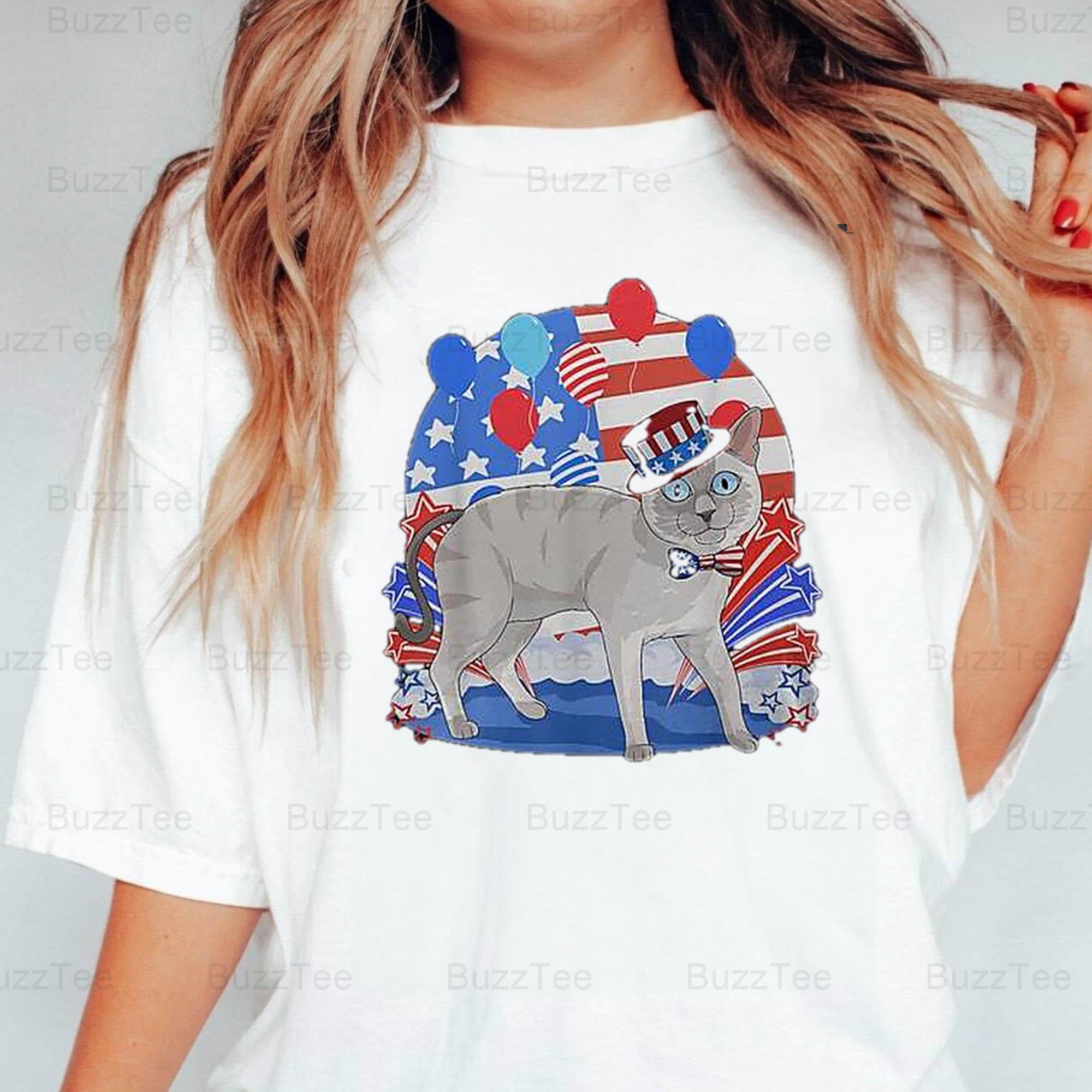 Blue Point Siamese Merica 4th July American Patriotic Cat Lover T-Shirt ...