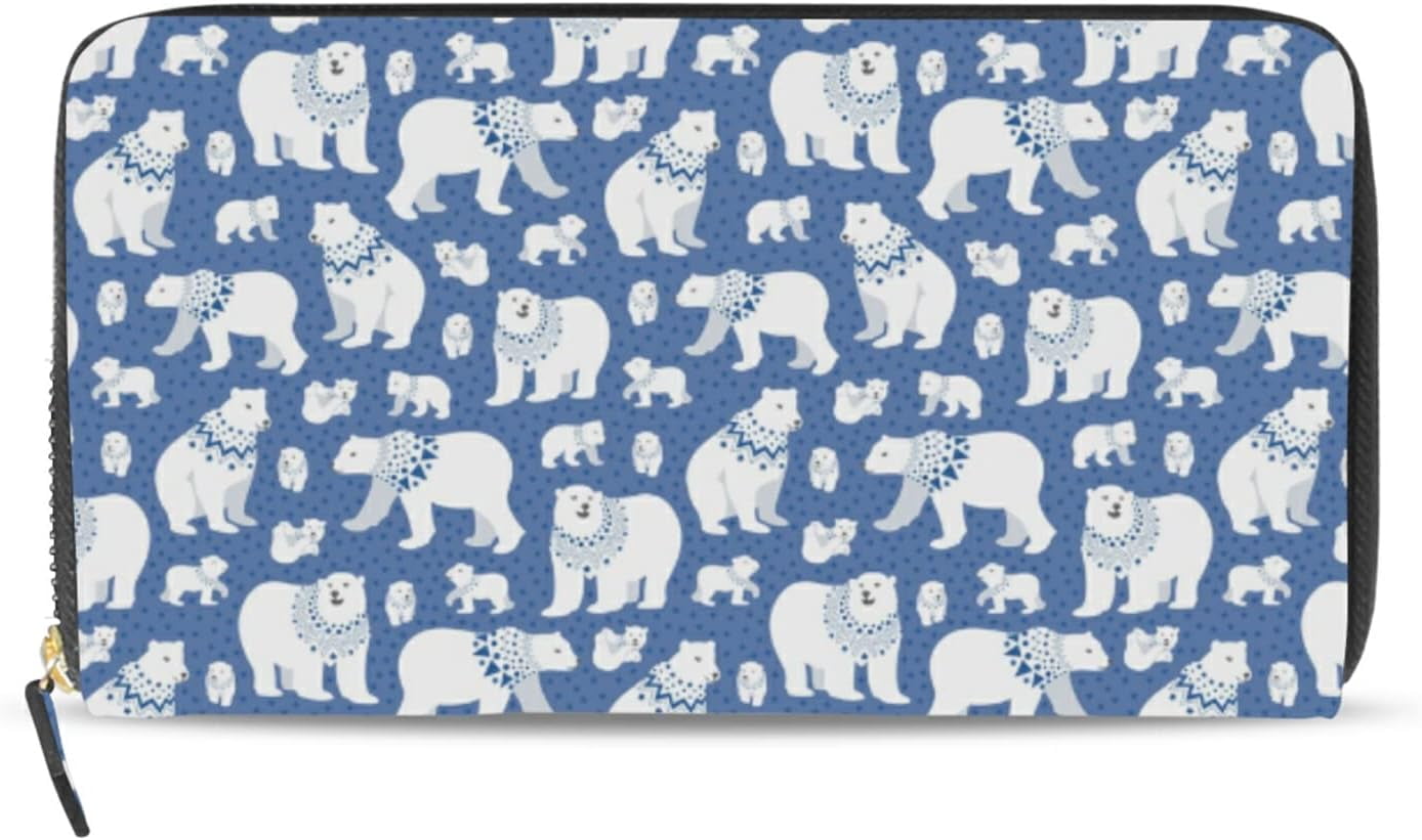 Blue Polar Bear Family Mens Slim Wallet with Money Clip Bifold Credit ...