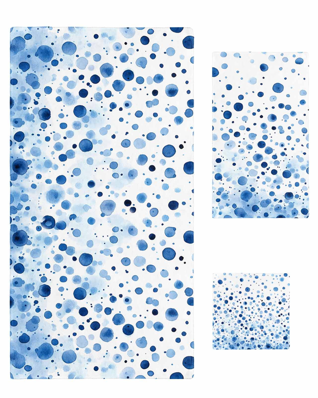 Blue Polka Dot Bath Towels for Bathroom Set,Luxury Microfiber Towels ...