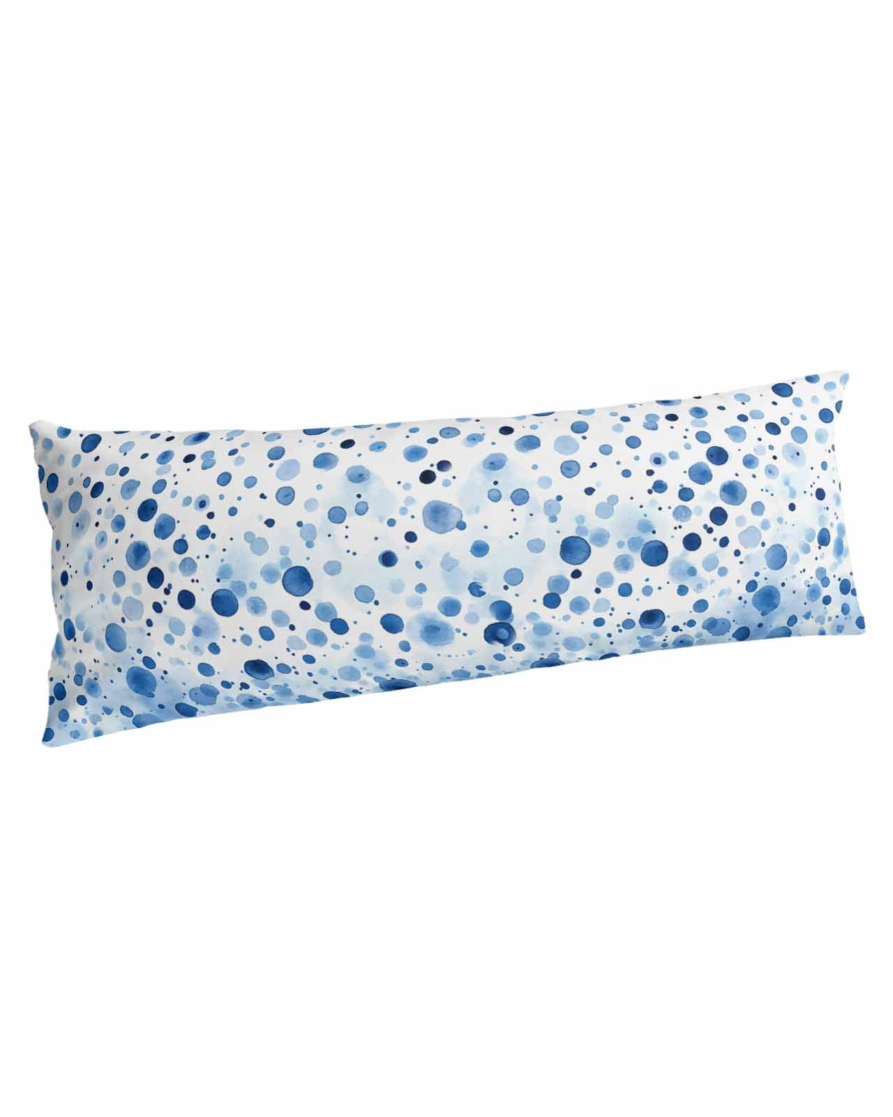 Blue Polka Dot Body Pillow Covers, Modern Art Abstract Watercolor Dot ...