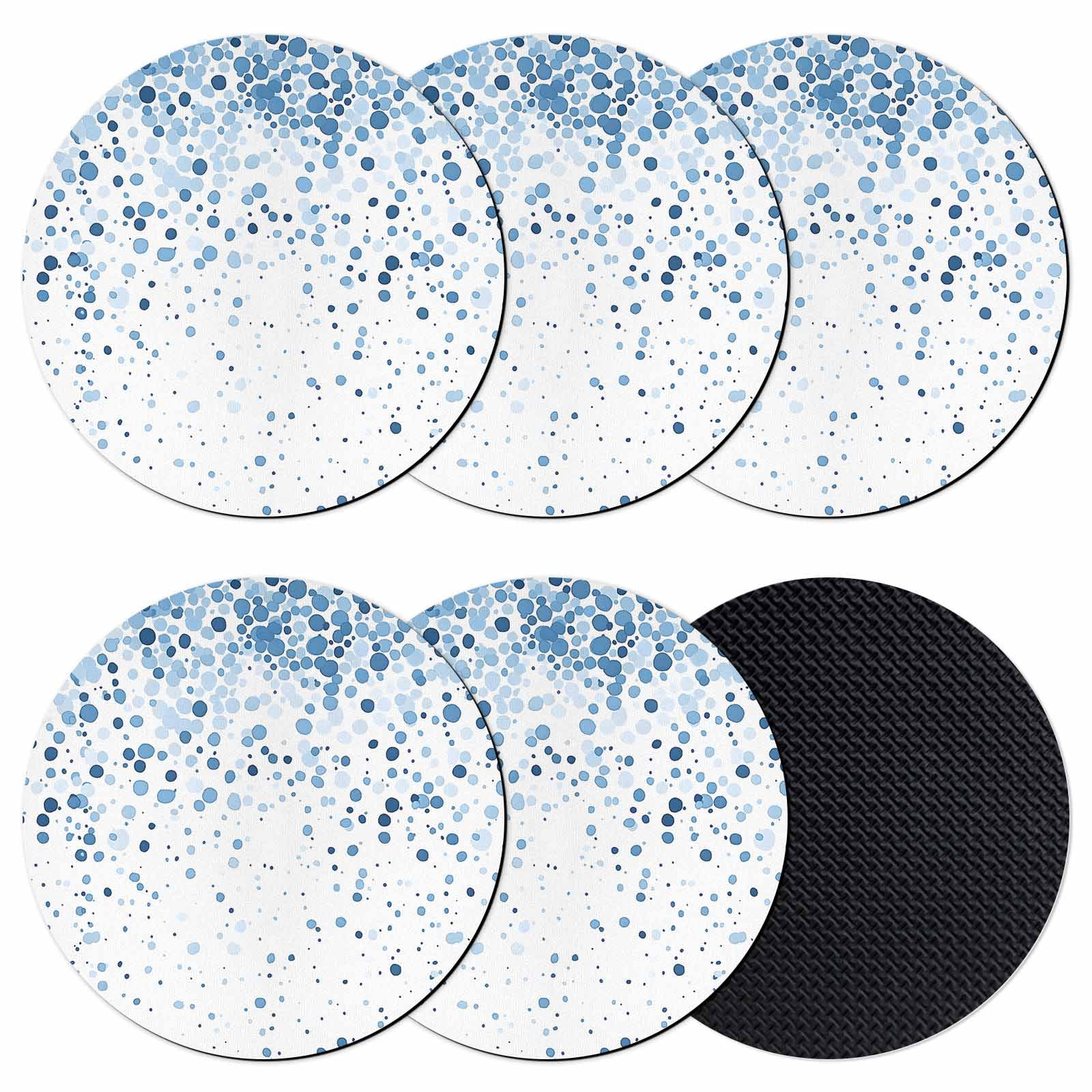 Blue Polka Dot Coasters Set of 6, Abstract Modern Art Dots Watercolor ...