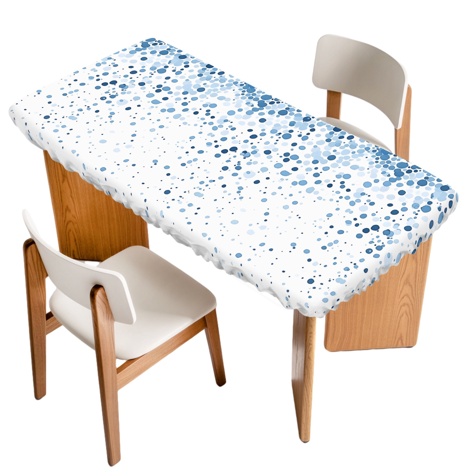 Blue Polka Dot Fitted Rectangle Tablecloth 24" x 50" Watercolor Blue ...