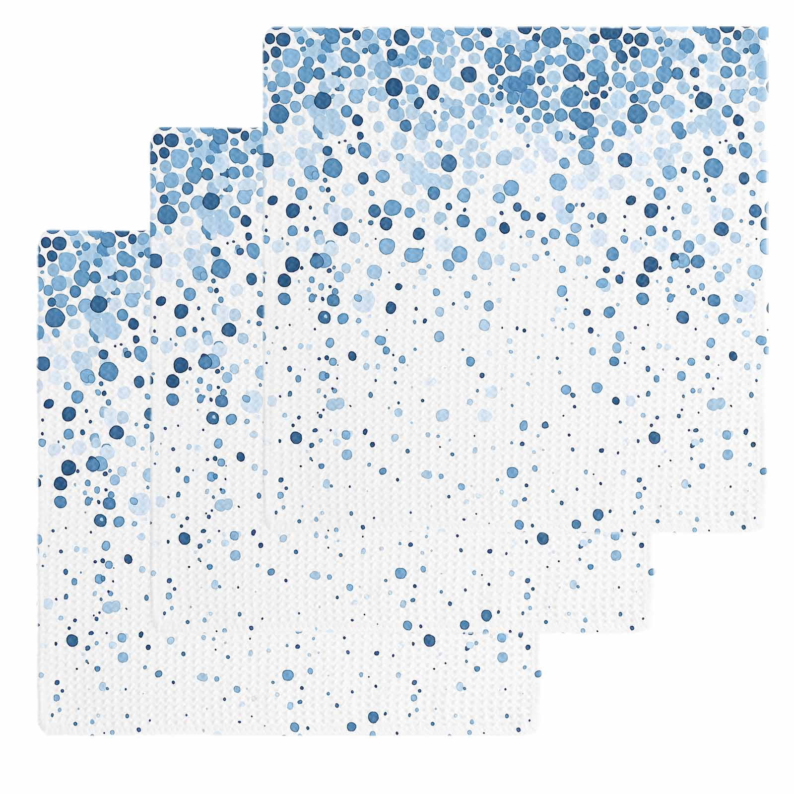 Blue Polka Dot Kitchen Dish Towels for Drying Dishes Set of 3, Abstract ...