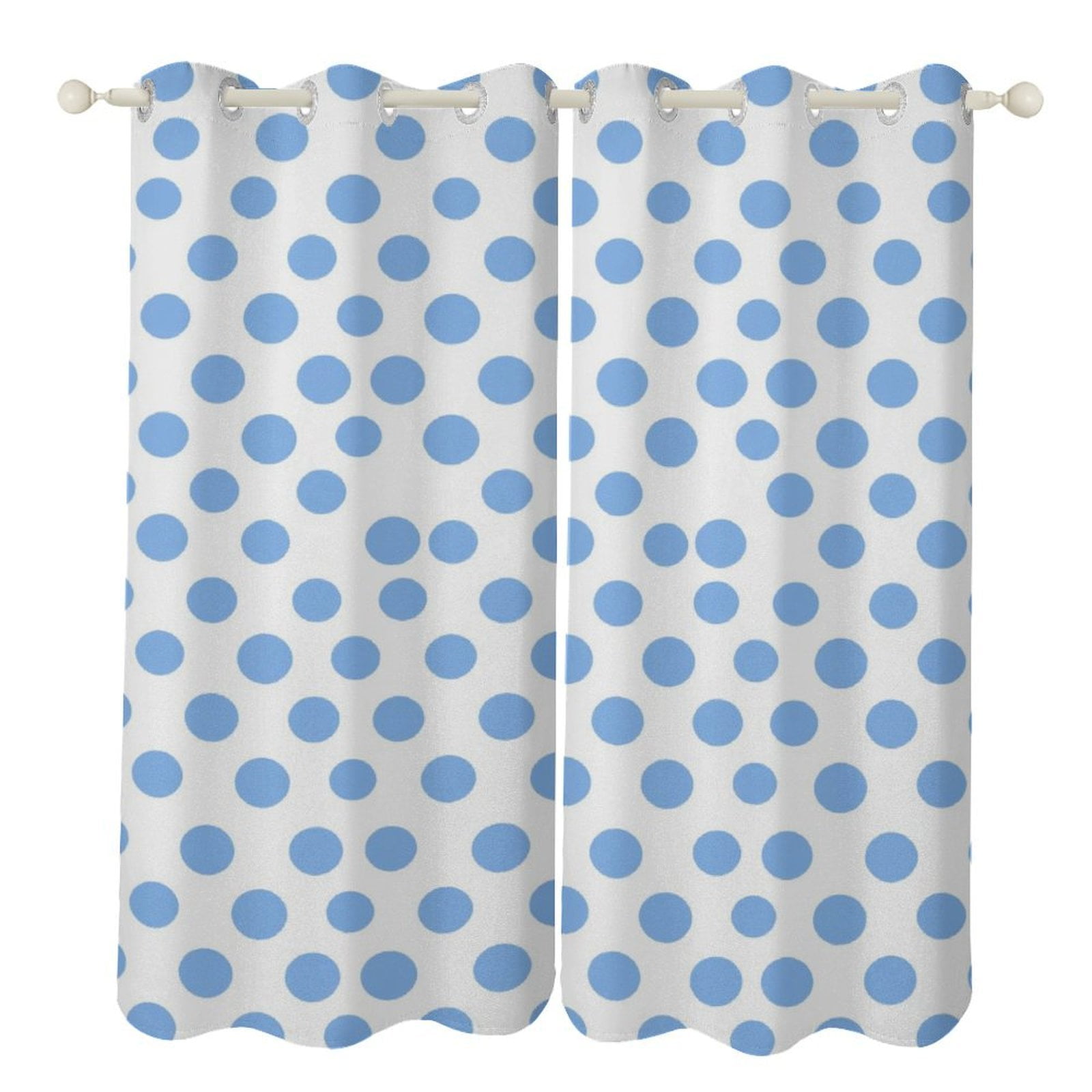 Blue Polka Dot Pattern Blackout Window Curtains for Bedroom Living Room ...