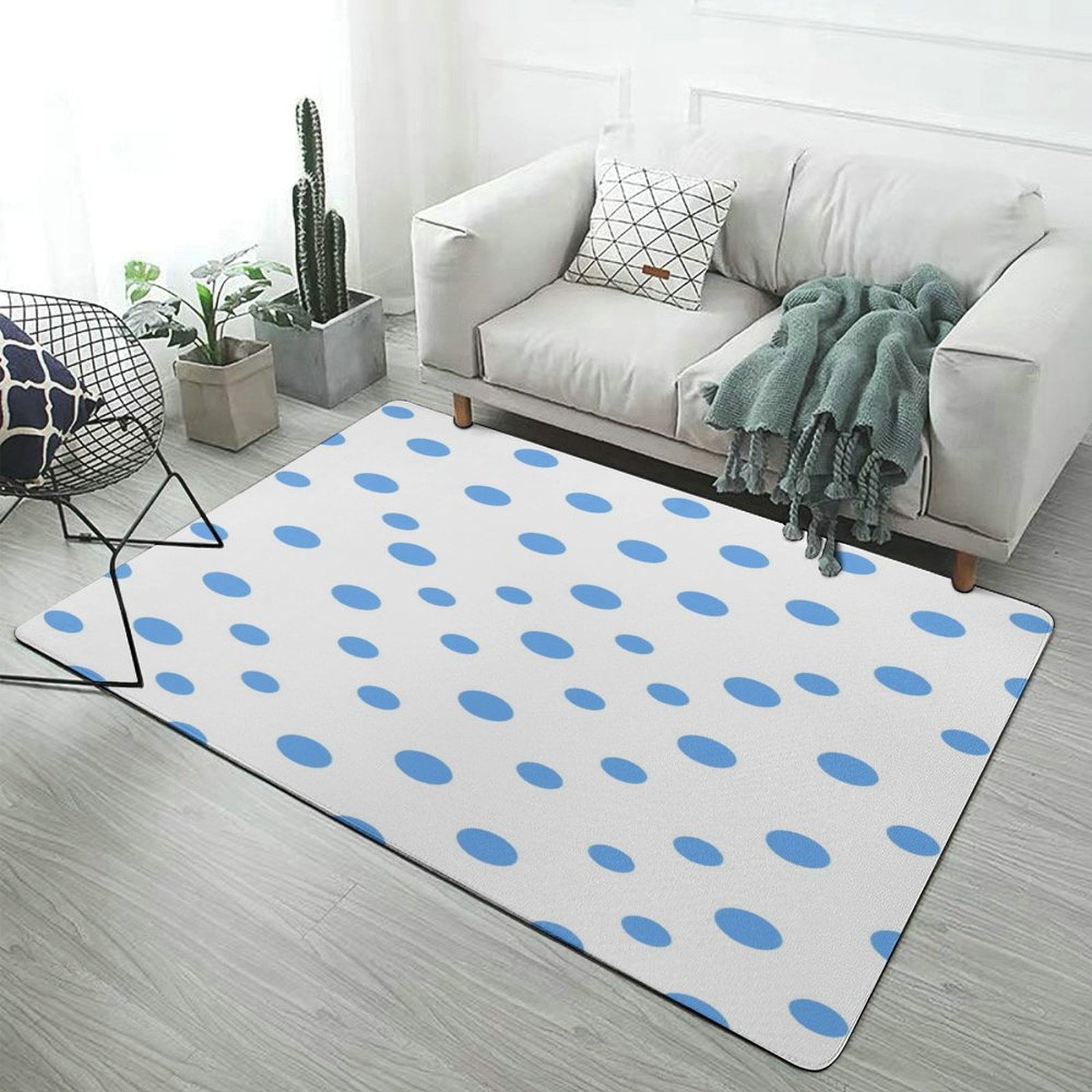Blue Polka Dot Pattern Carpet Area Rug Room Living Room Bedroom Large ...
